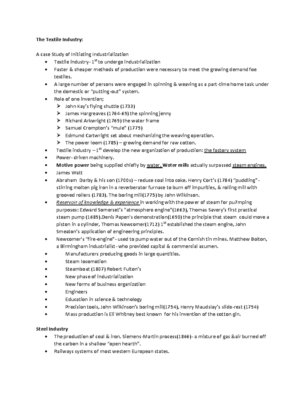 IOM week 3 - Notes on Textile - The Textile Industry: A case Study of ...