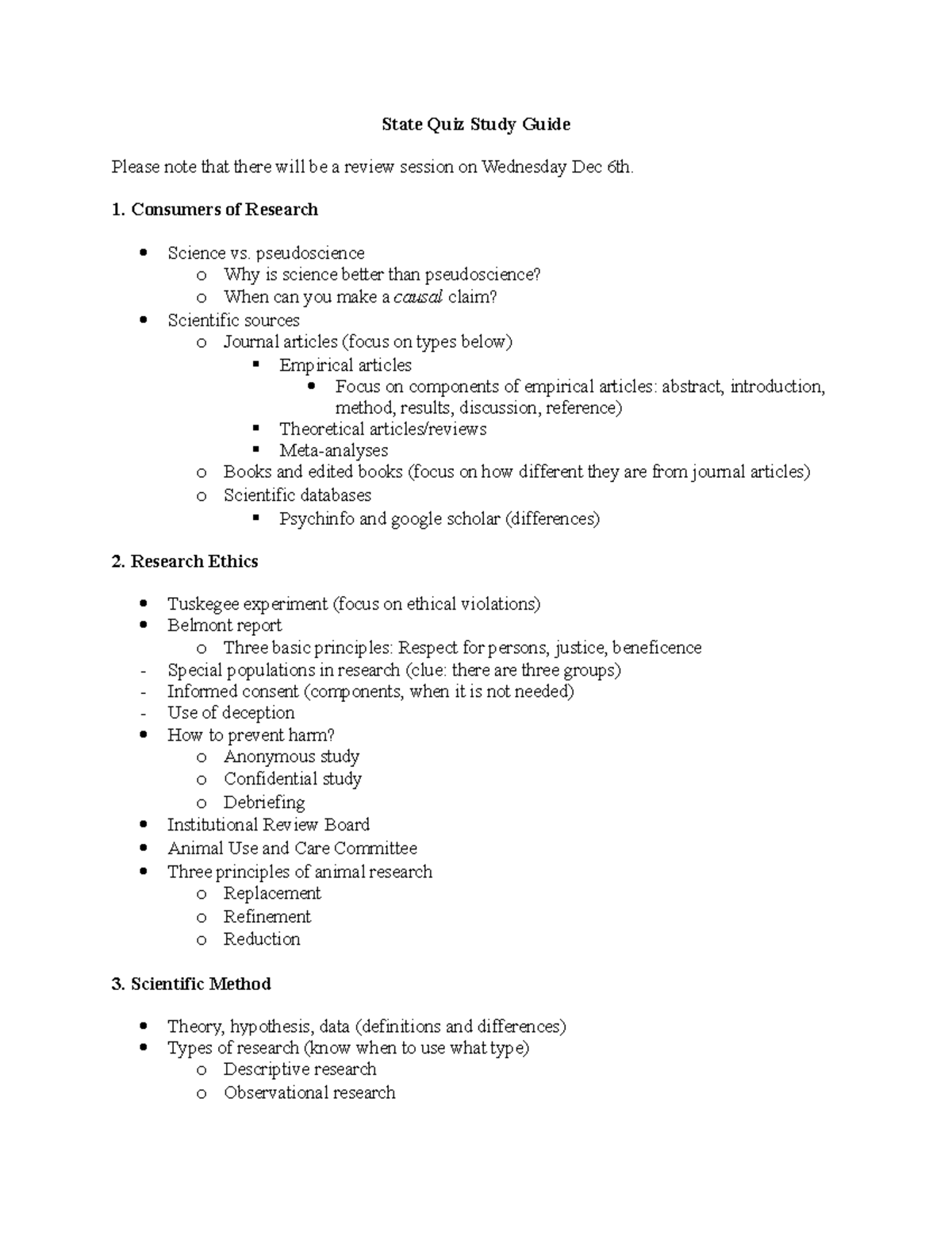 State Quiz study guide - State Quiz Study Guide Please note that there ...