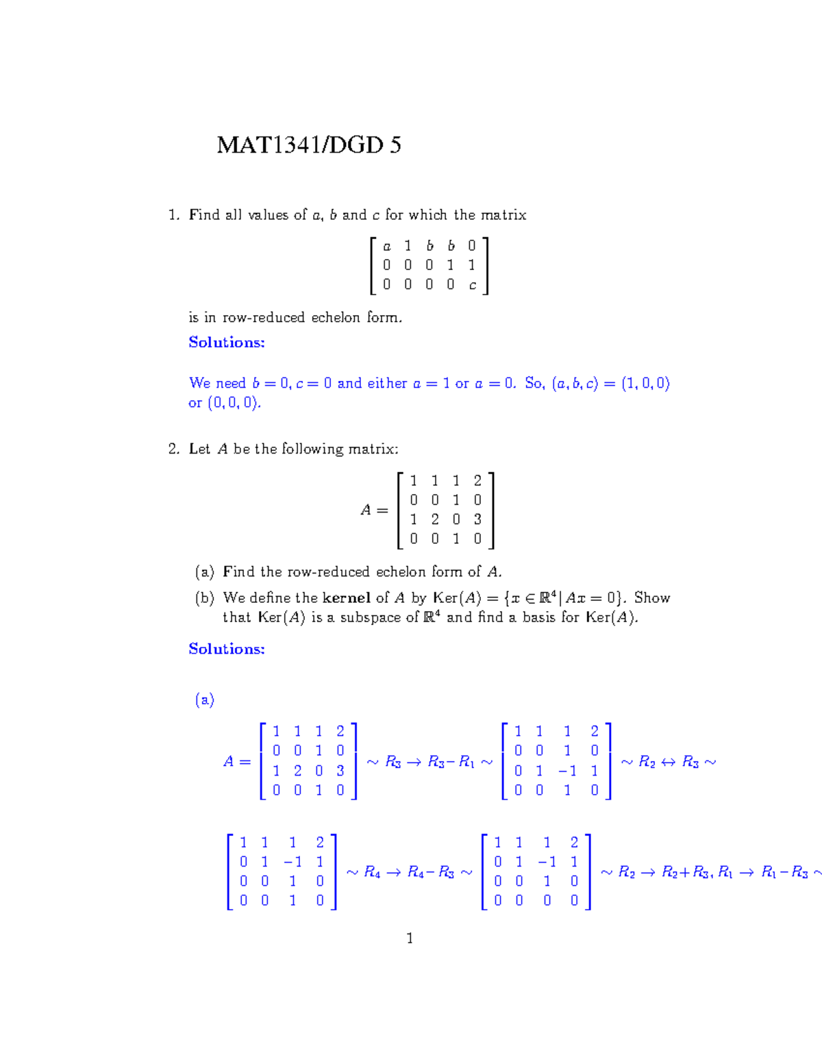 MAT1341 DGD5 sols, old version - DGD7 / MAT Find all values of a, b and ...
