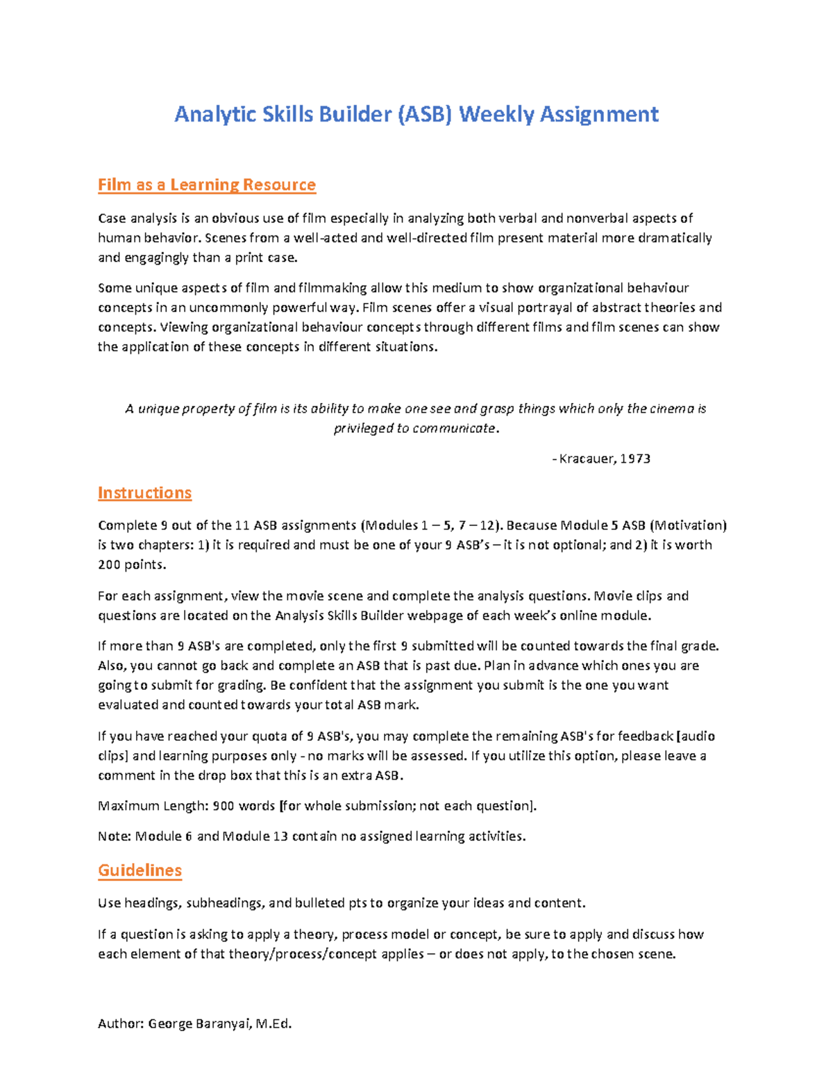 Analytic Skills Builder Weekly Assignment - Analytic Skills Builder ...