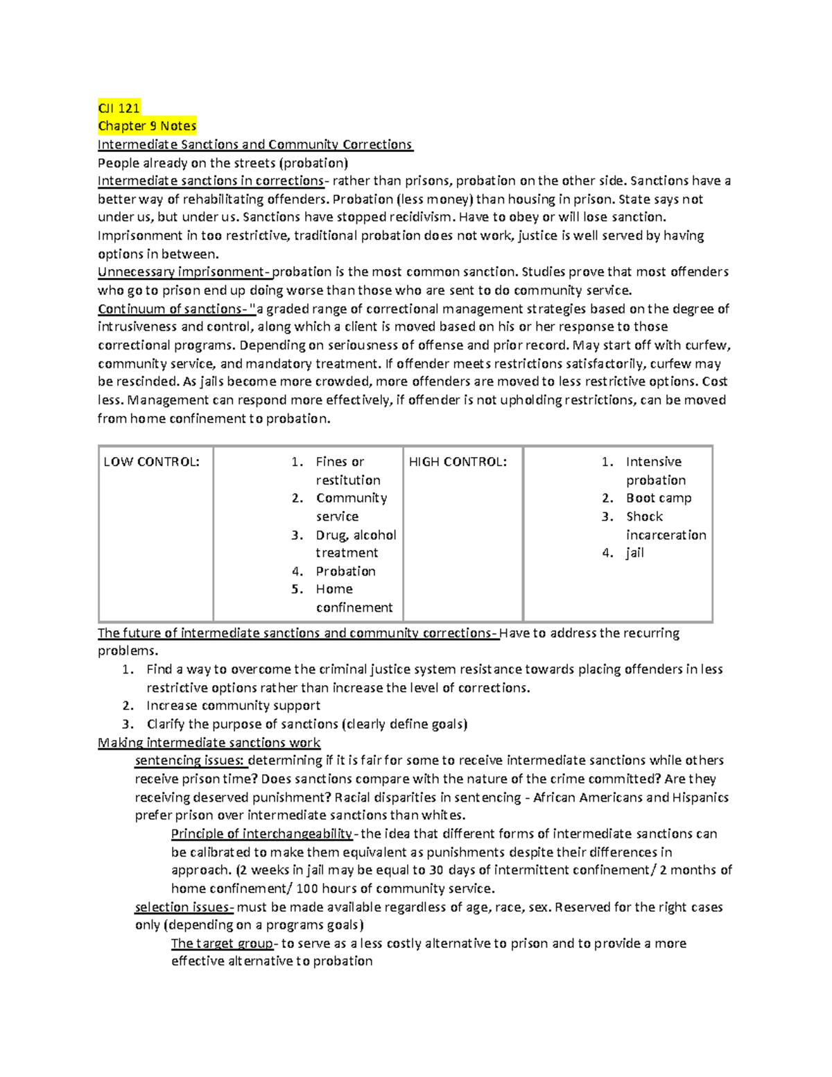 Cji121 - Intro to Corrections CJI 121 Ch 9 Notes Professor Henderson ...