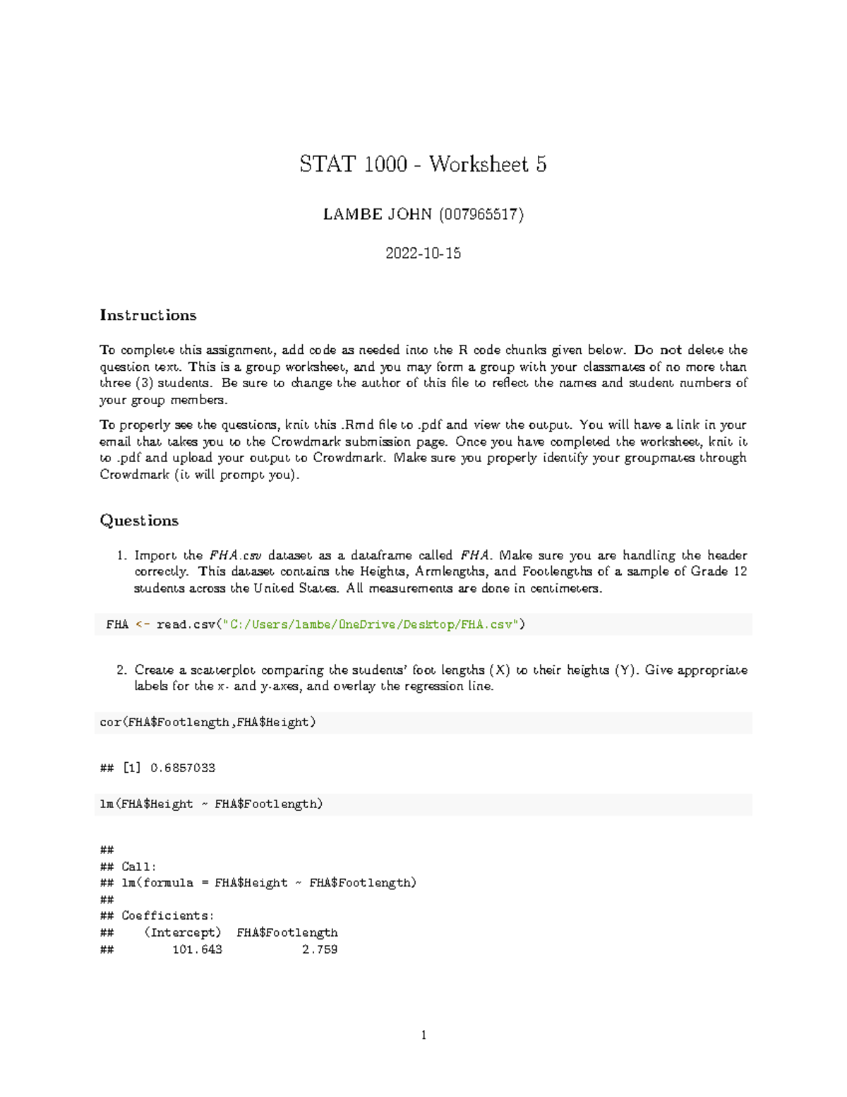 STAT 1000 Worksheet 5 Shell - STAT 1000 - Worksheet 5 LAMBE JOHN ...