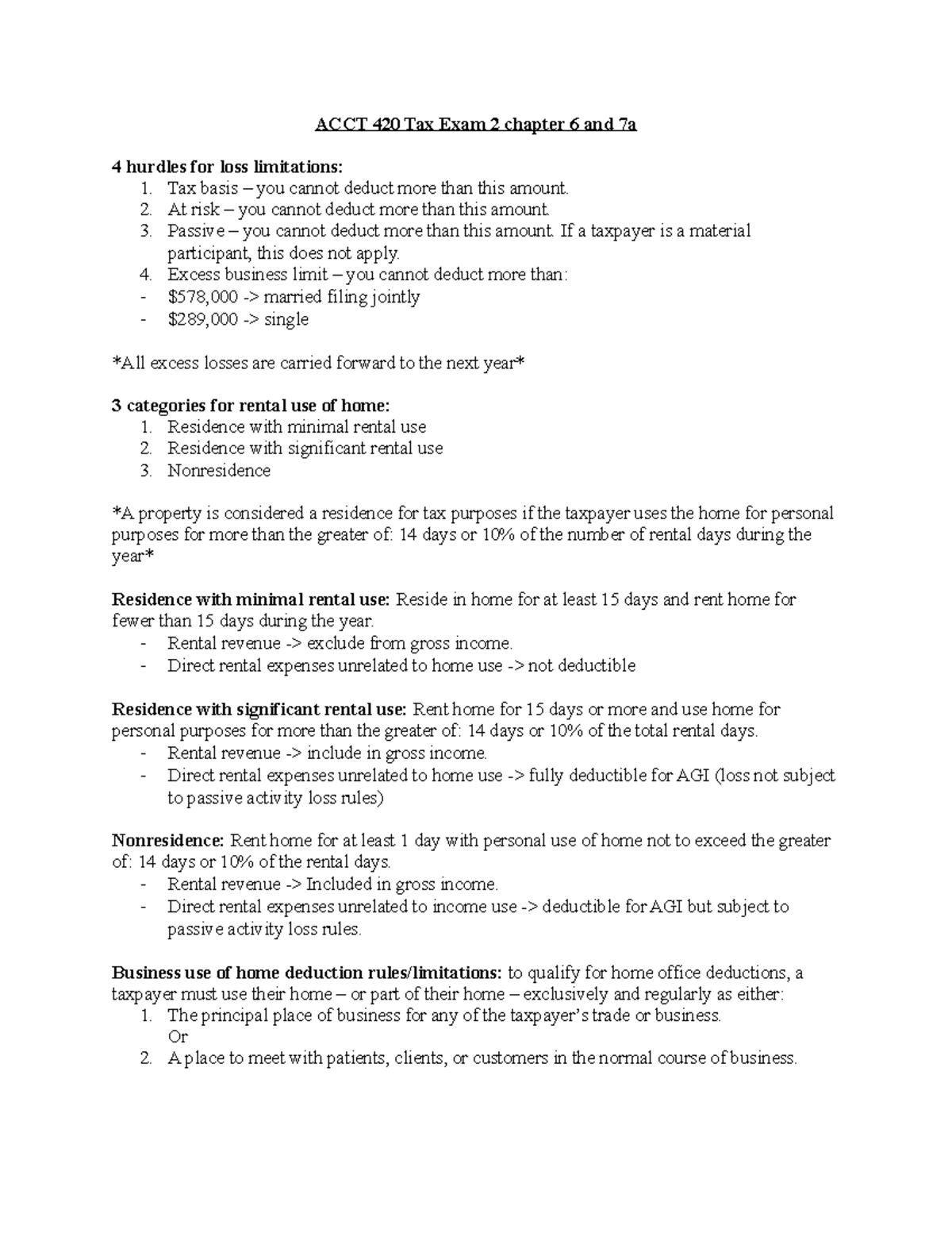 ACCT 420 Exam 2 review - These are notes that I personally made to help ...