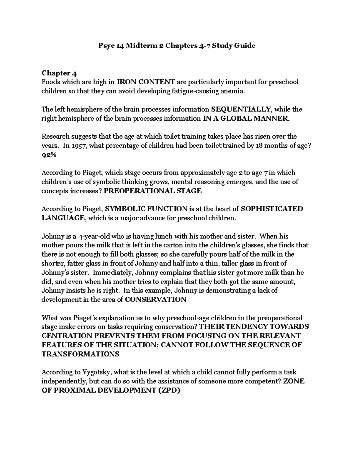 Midterm #2 Study Guide - Sarah Sabet - Psyc 14 Midterm 2 Chapters 4-7 Study Guide Chapter 4 ...