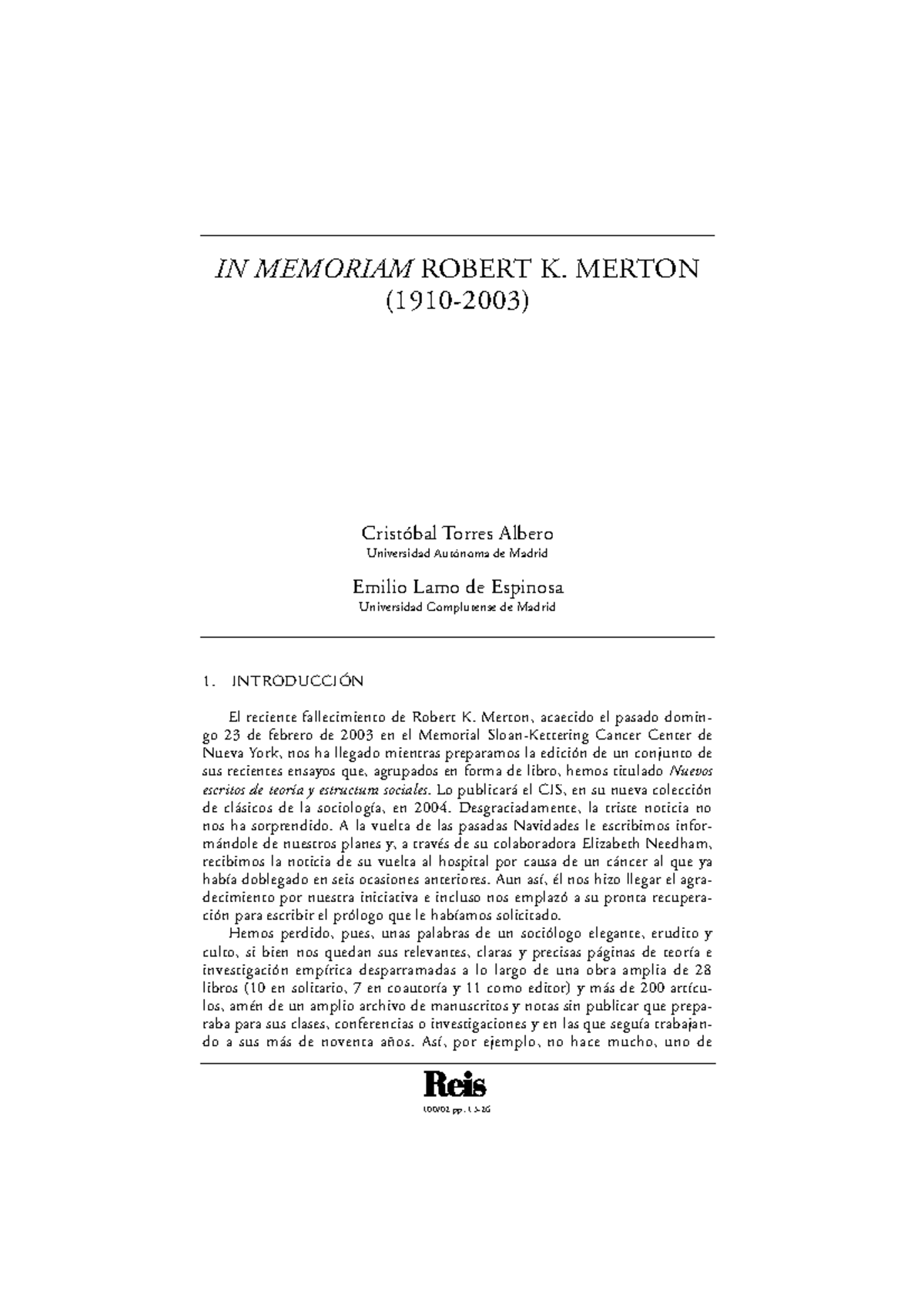 Biografia de merton - IN MEMORIAM ROBERT K. MERTON (1910-2003 ...