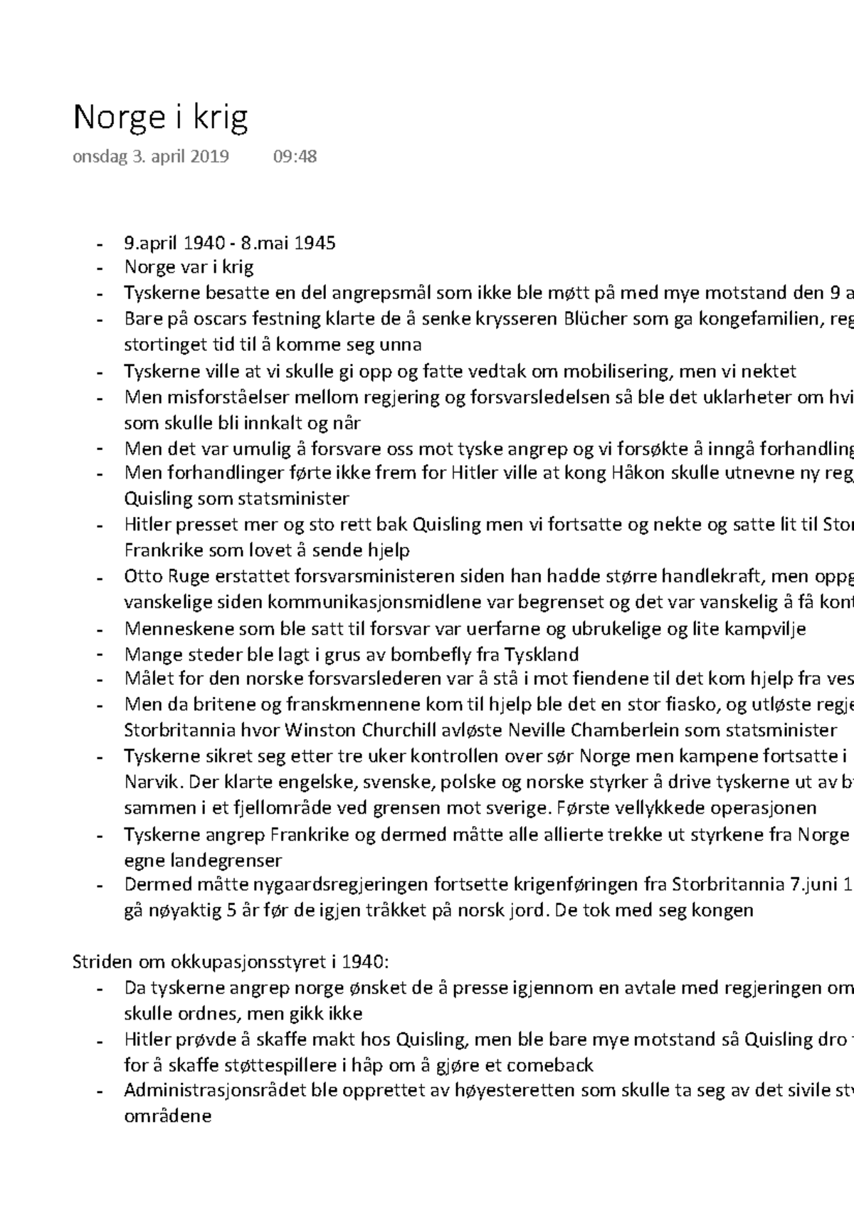 Norge i krig - Notater av professor i historie, Stian Nordskog - Warning: TT: undefined function ...