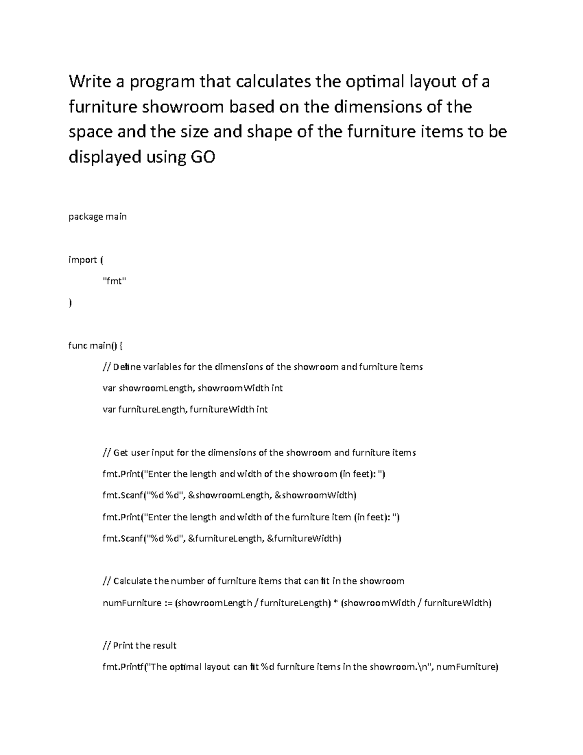 Comp6024-optimal layout-GO - Write a program that calculates the ...