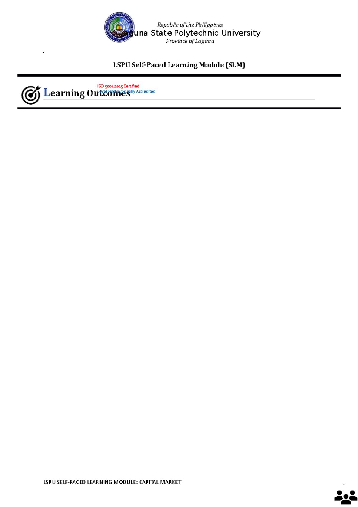 Module 1 capital-market Escoses - Laguna State Polytechnic University ...