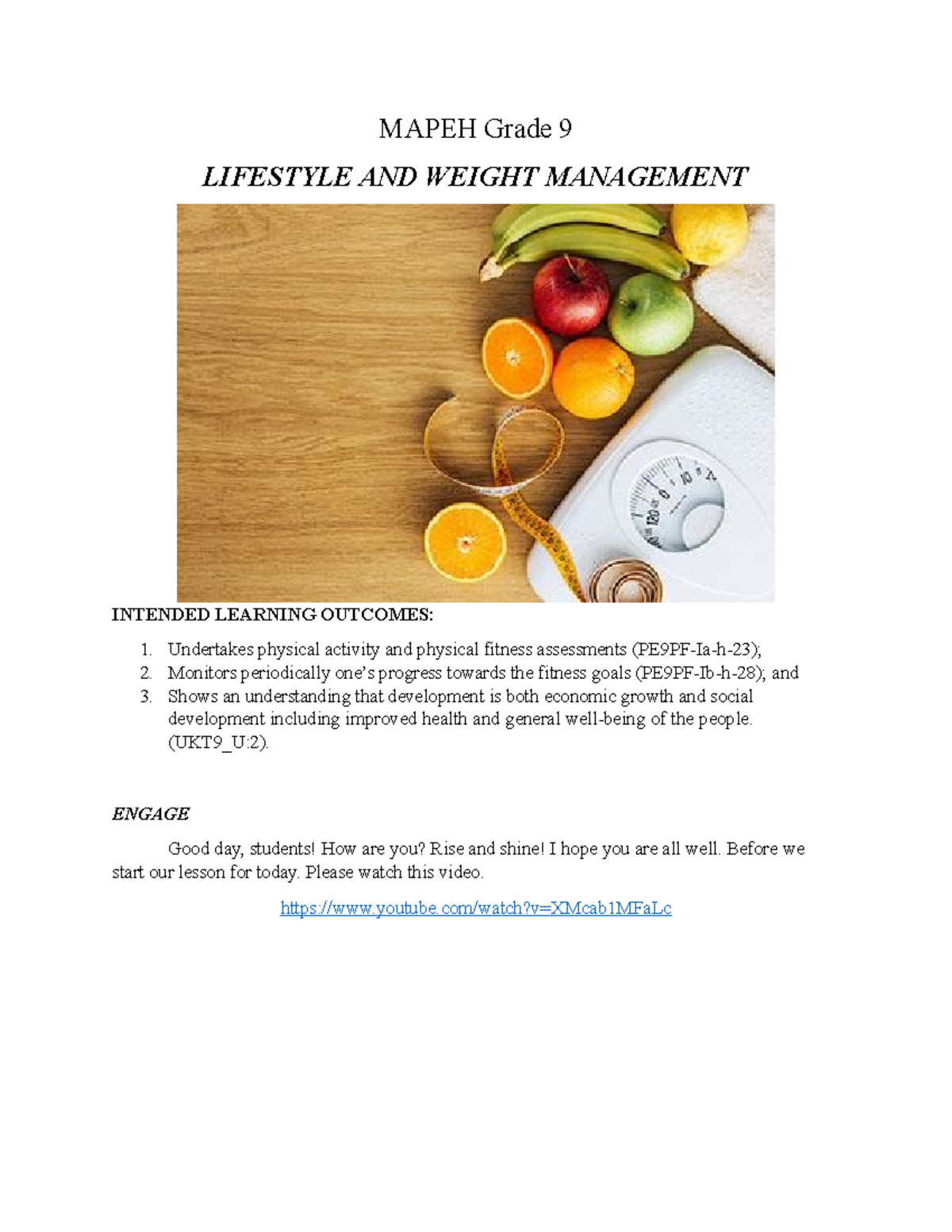 PE Grade 9 Lifestyle AND Weight Management ST LP-converted - MAPEH ...