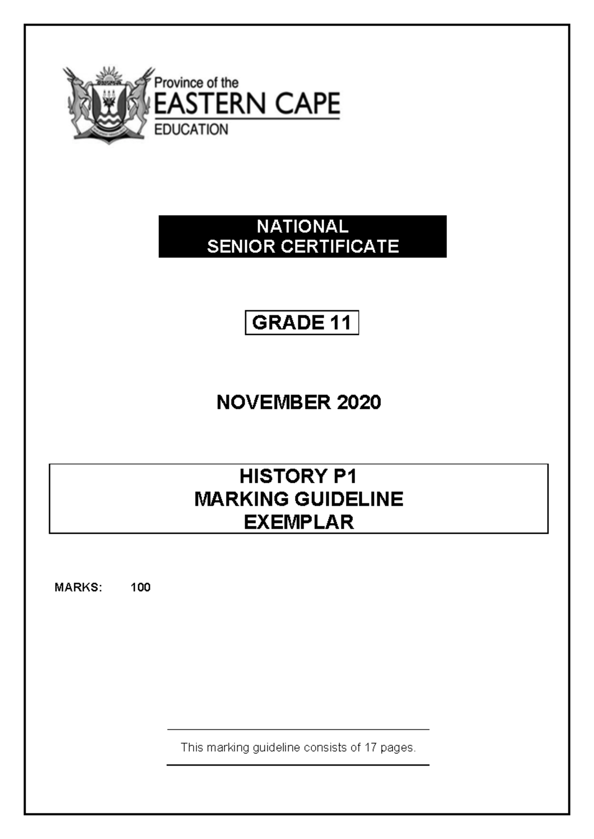History P1 GR11 MEMO SEPT 2020 ENG D - NATIONAL SENIOR CERTIFICATE ...