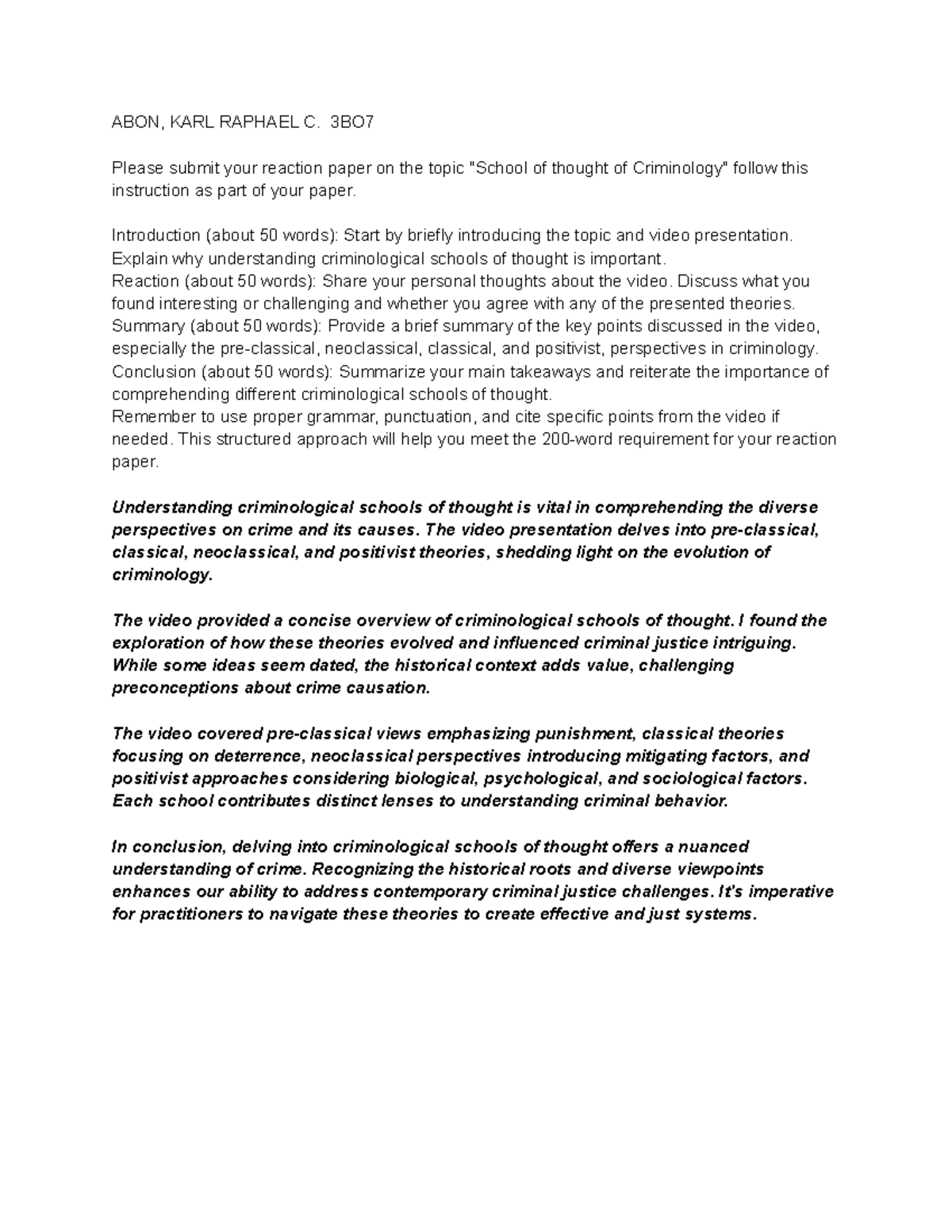 ABON- CA1 Reaction Paper - ABON, KARL RAPHAEL C. 3BO Please submit your ...