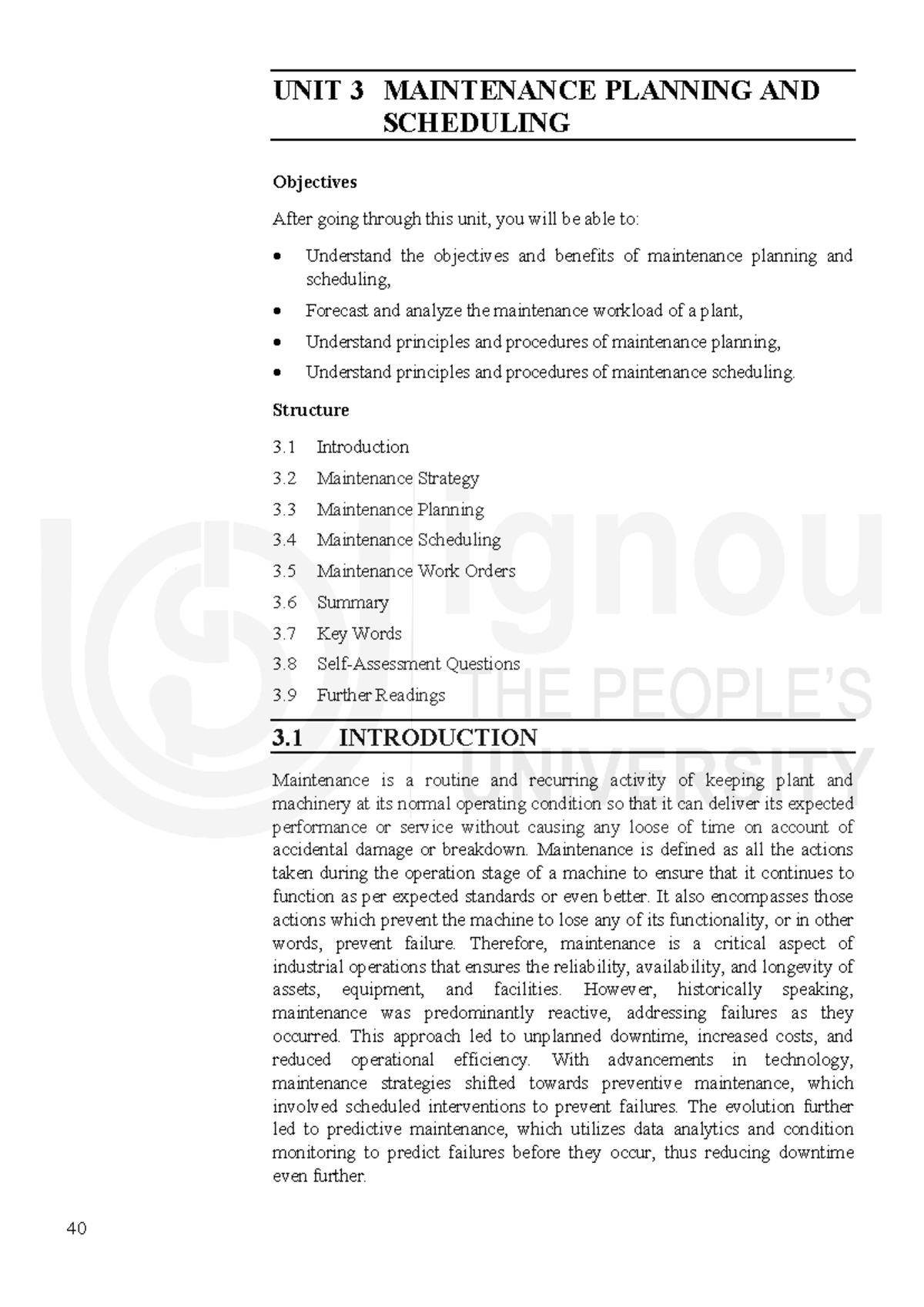 Unit-3 - Maintenance Management – An Overview UNIT 3 MAINTENANCE ...