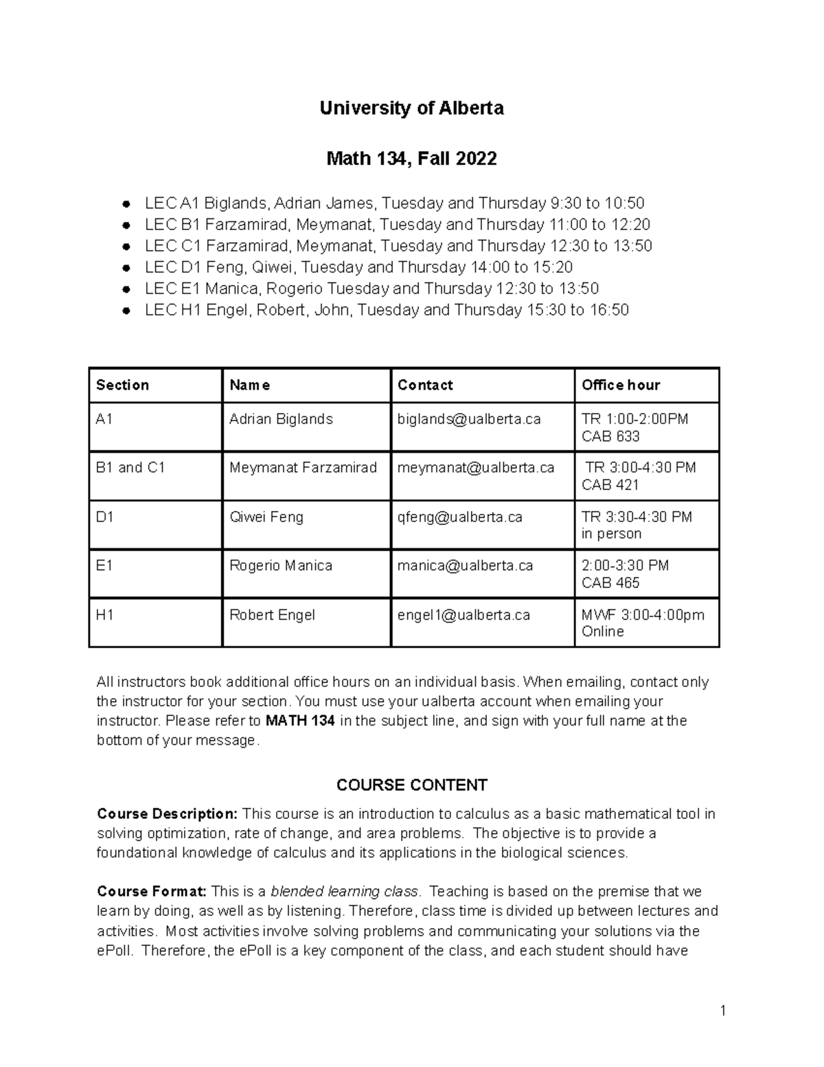 2022-Fall-Math 134 - Syllabus - University of Alberta Math 134, Fall ...