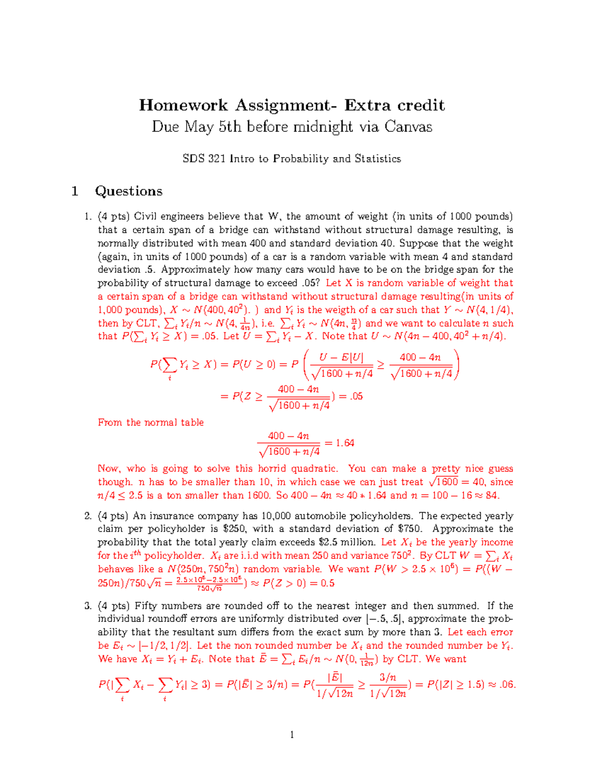 HW-EC2-sol - Homework - Homework Assignment- Extra credit Due May 5th ...