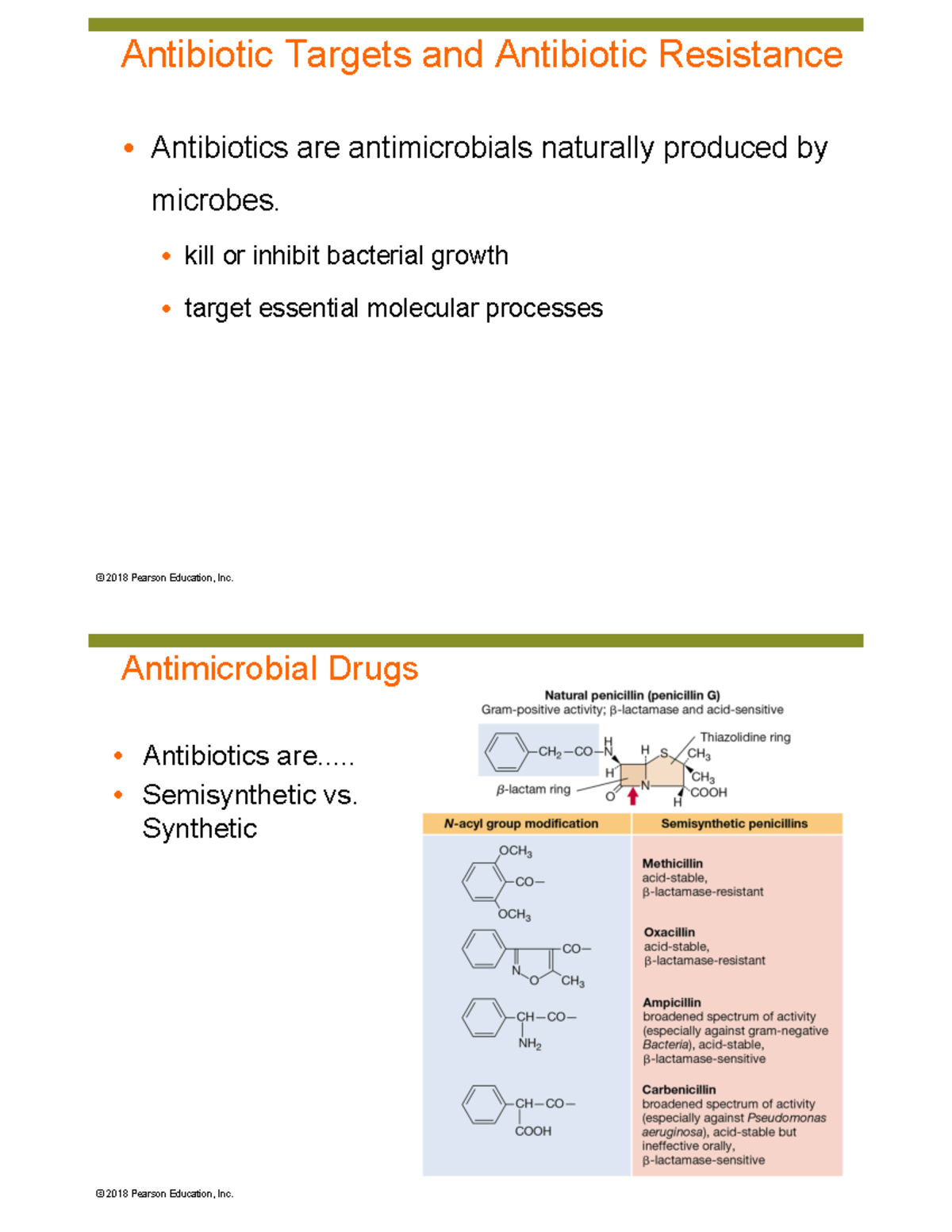 Antibiotic Targets and Antibiotic Resistance - © 2018 Pearson Education ...