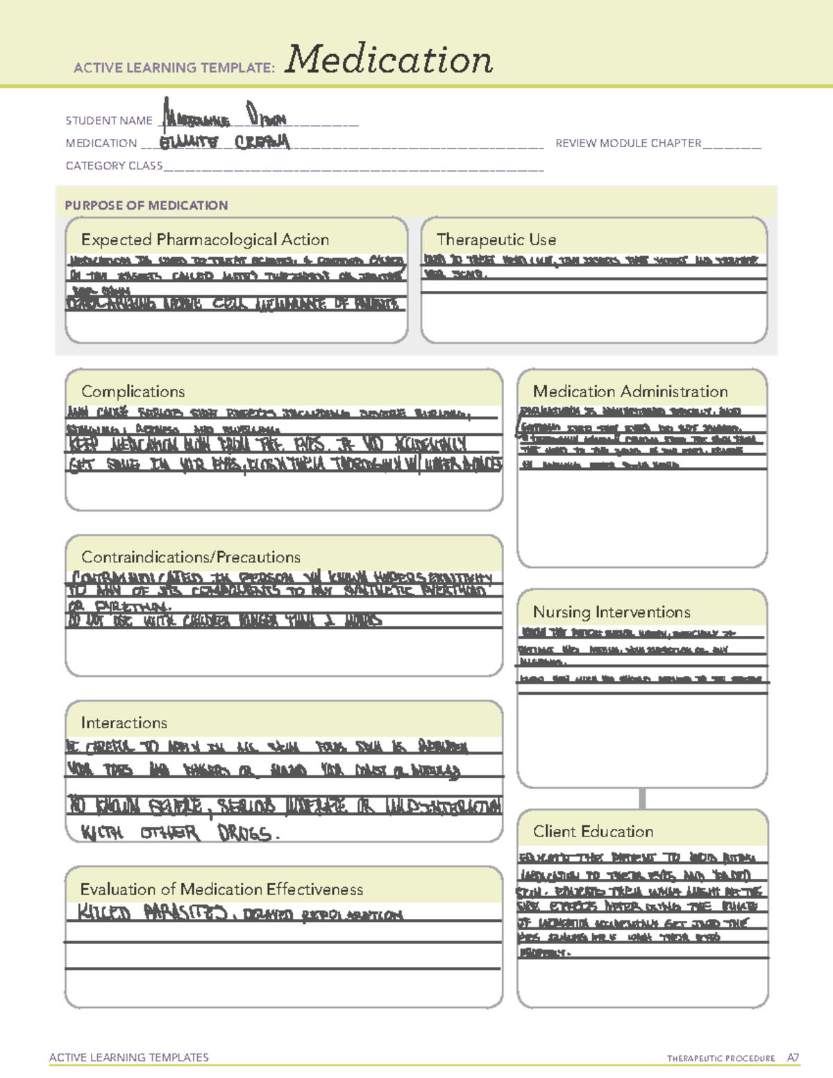 Elimite - TEMPLATE - ACTIVE LEARNING TEMPLATES THERAPEUTIC PROCEDURE A ...