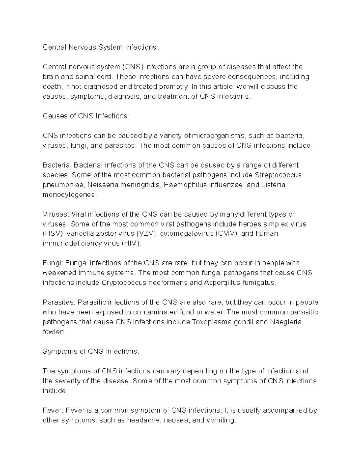 Central Nervous System Infections - Central Nervous System Infections ...