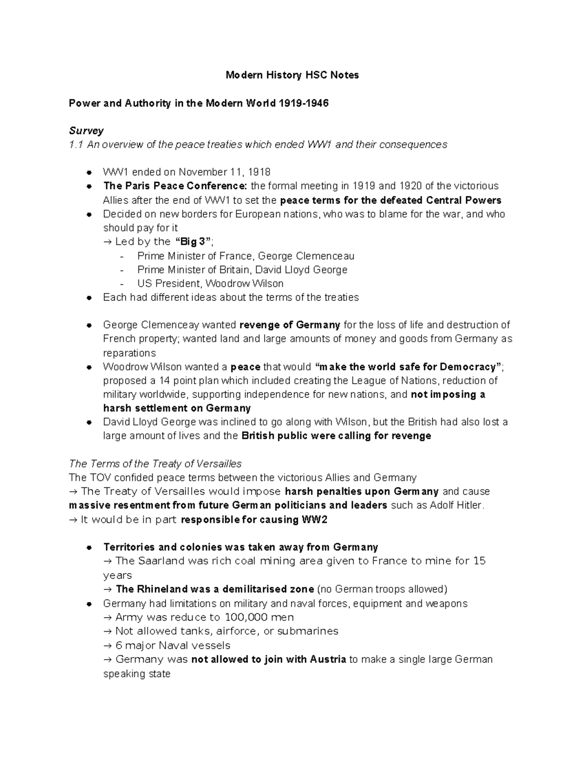 Modern History - HSC Notes - Modern History HSC Notes Power and ...