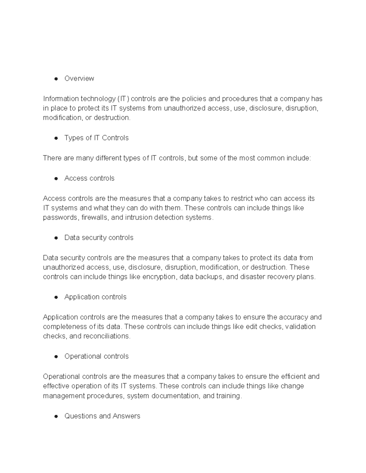 Lecture 29 Information Technology Controls - Overview Information ...