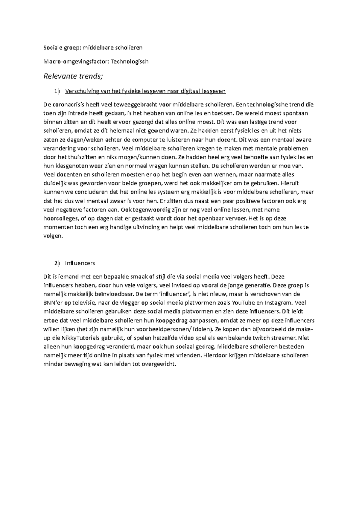 3a - trends - Sociale groep: middelbare scholieren Macro ...