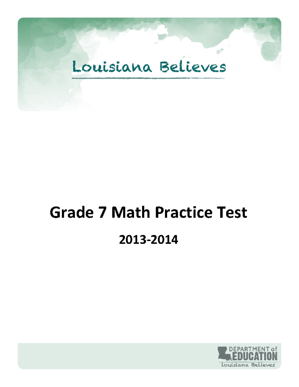 Practice test math grade 7 - Grade 7 Math Practice Test 2013 ‐ 2014 For ...