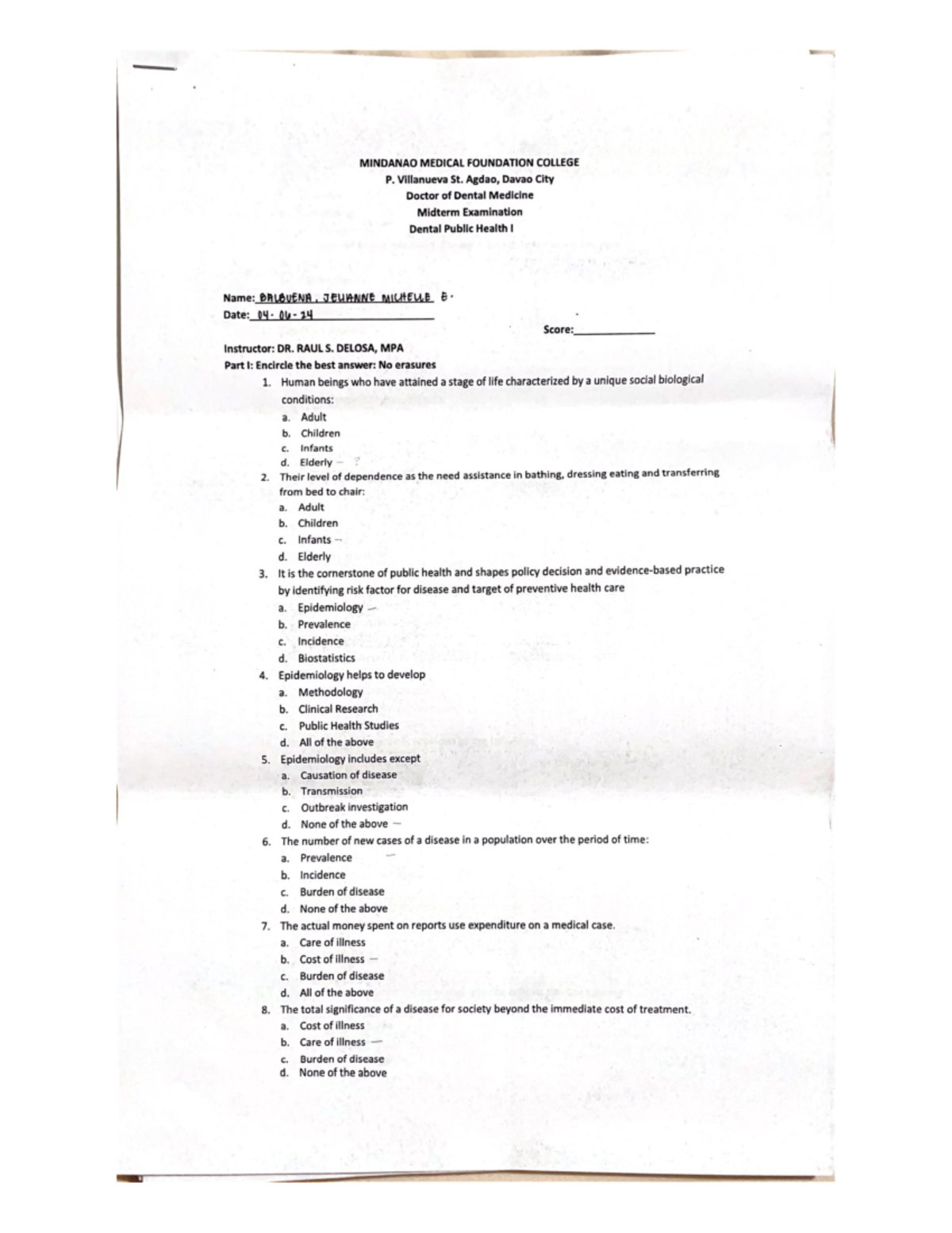 DPH Mid - dentistry - Studocu