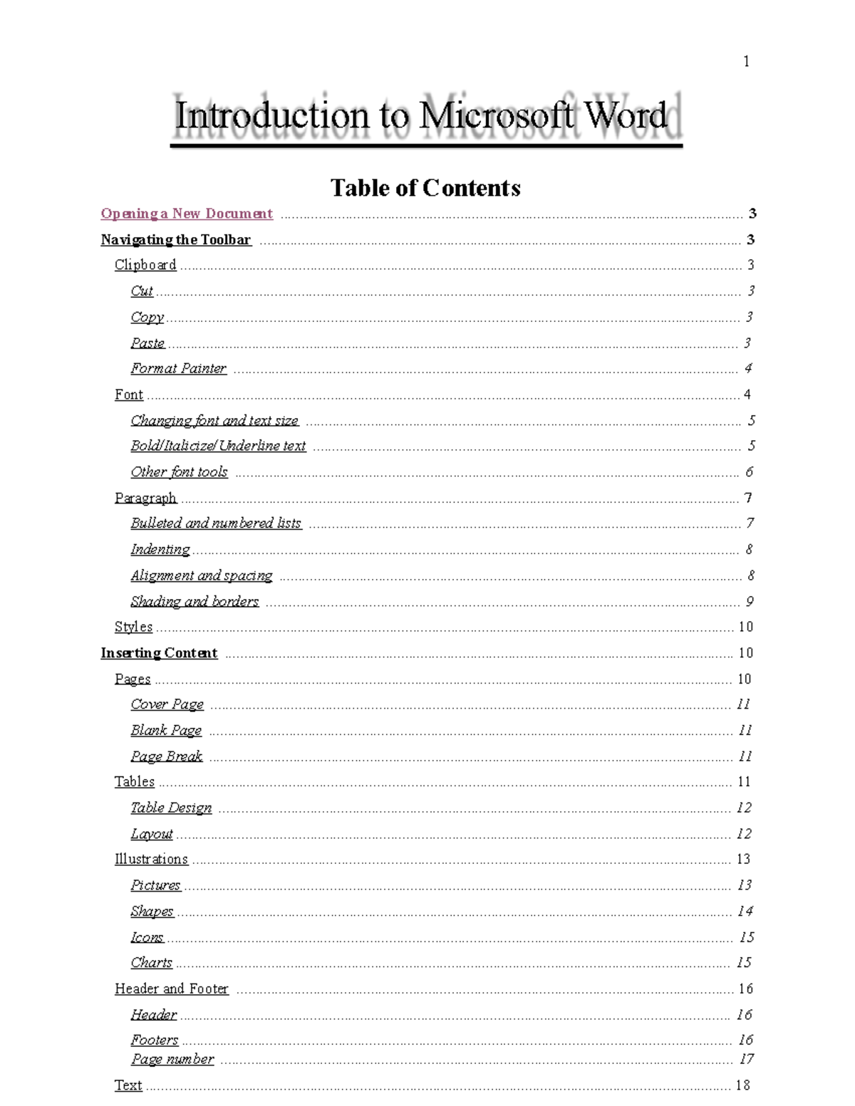 Microsoft Word Student Guide - Introduction to Microsoft Word Opening a ...