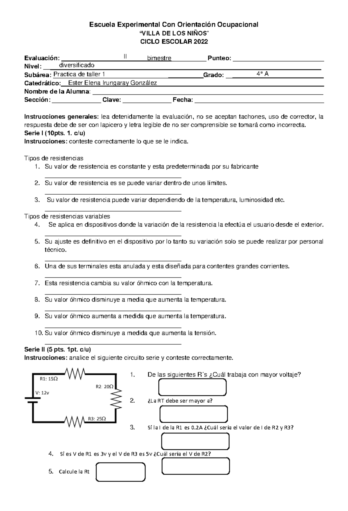 Examen practica de taller unidad 2c - Escuela Experimental Con ...