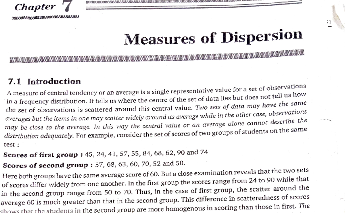 measure of dispersion - Elementary Mathematics - Studocu