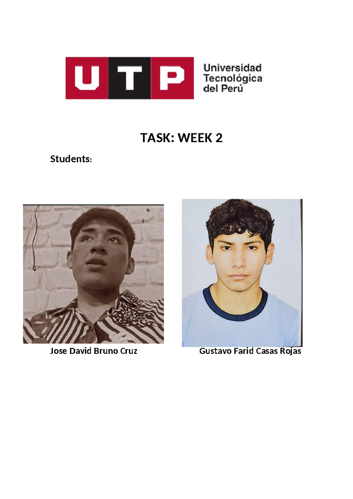TASK WEEK 2 Introduccion - TASK: WEEK 2 Students: Jose David Bruno Cruz Gustavo Farid Casas ...