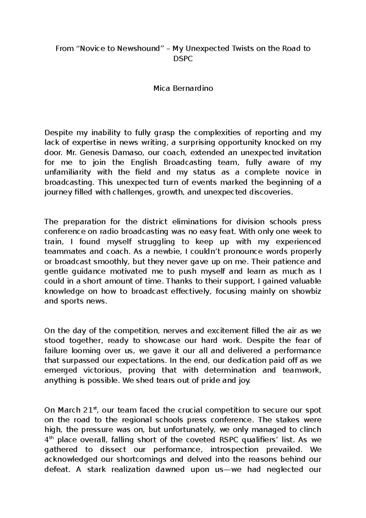 Creative - From “Novice to Newshound” – My Unexpected Twists on the ...