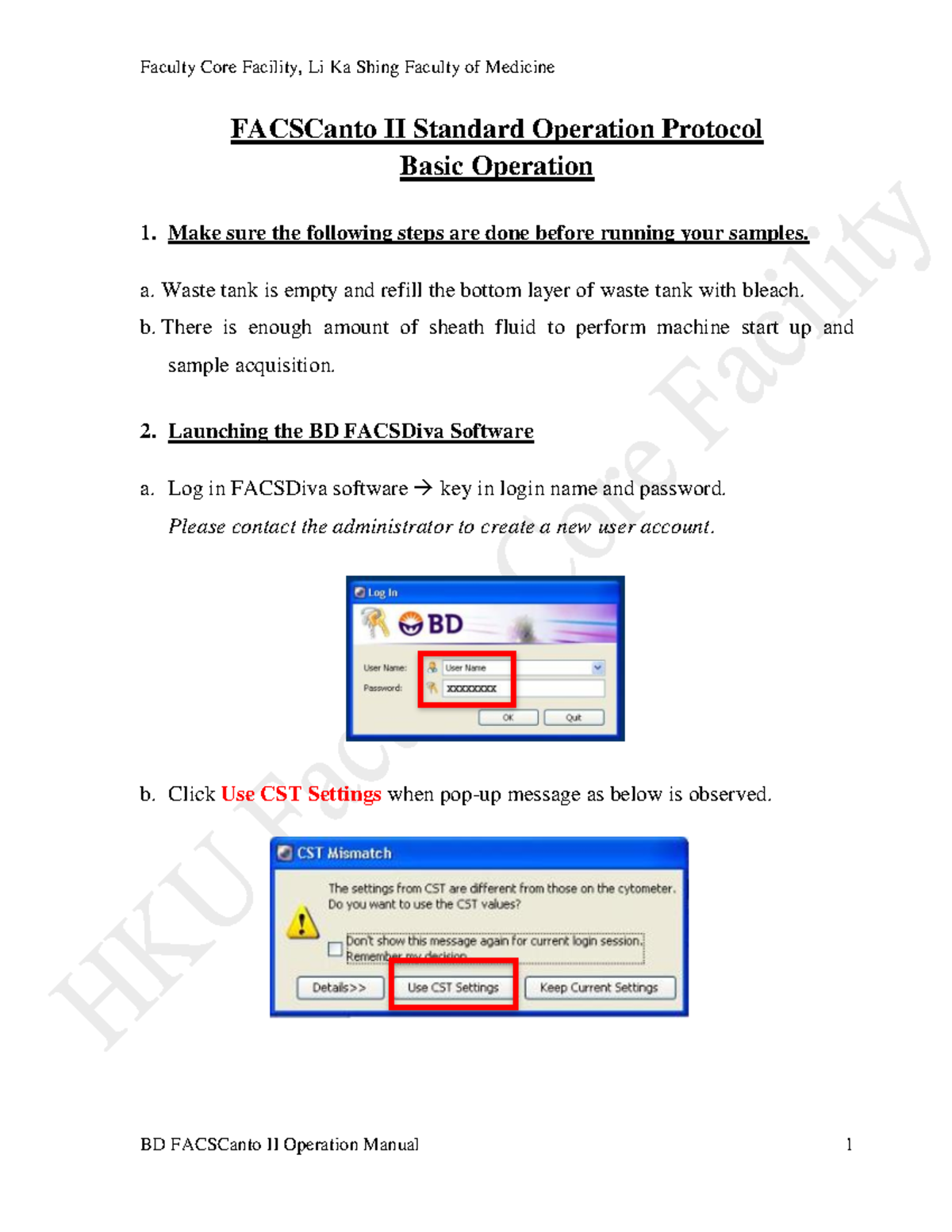 Facscanto II Standard Operation Protocol Basic Operation - FACSCanto II ...