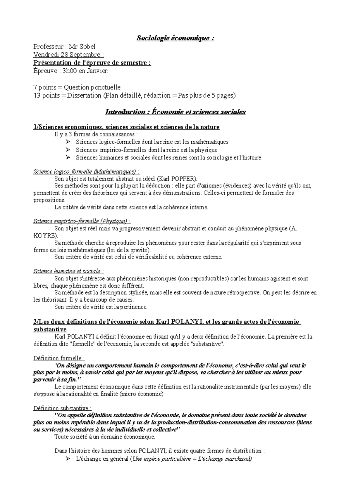 S.E Introduction - Cours présenté par Richard Sobel de Sociologie ...