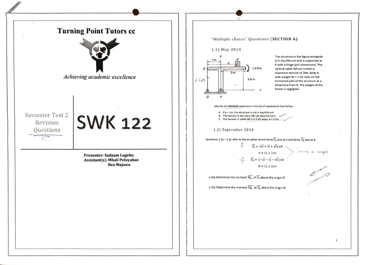Semester test 2 prep questions + answers - SWK122 - Studocu