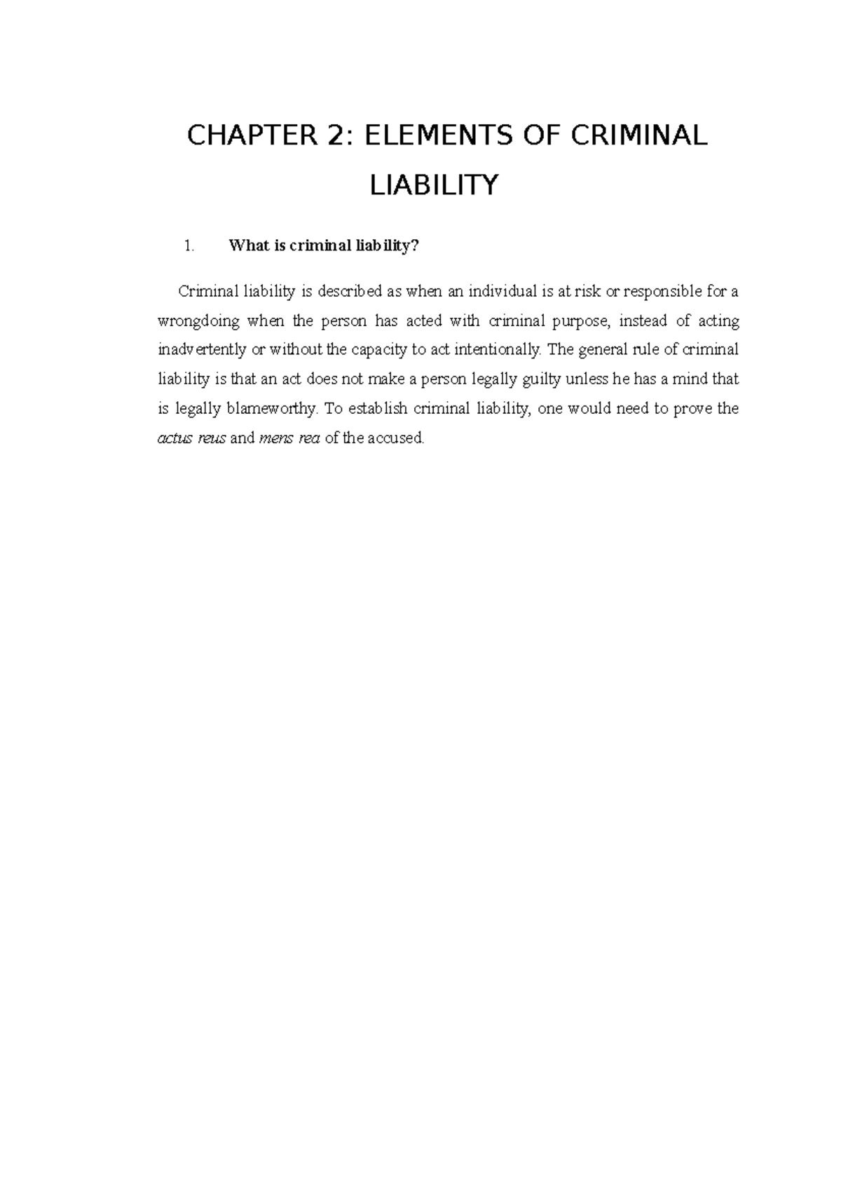 Chapter 2 & 3 - use at your own risk - CHAPTER 2: ELEMENTS OF CRIMINAL ...
