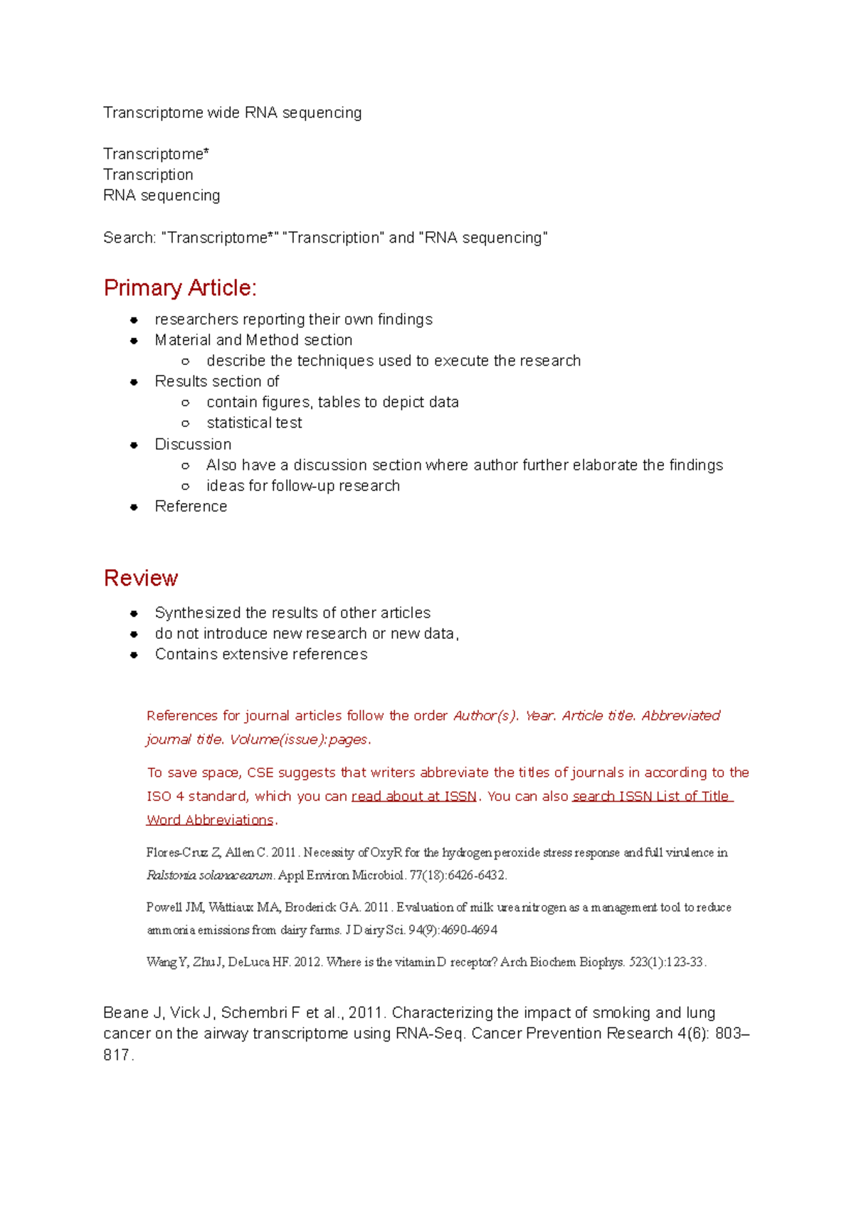 BIO130 Lab Notes Library Assignment 1- Transcriptome wide RNA ...