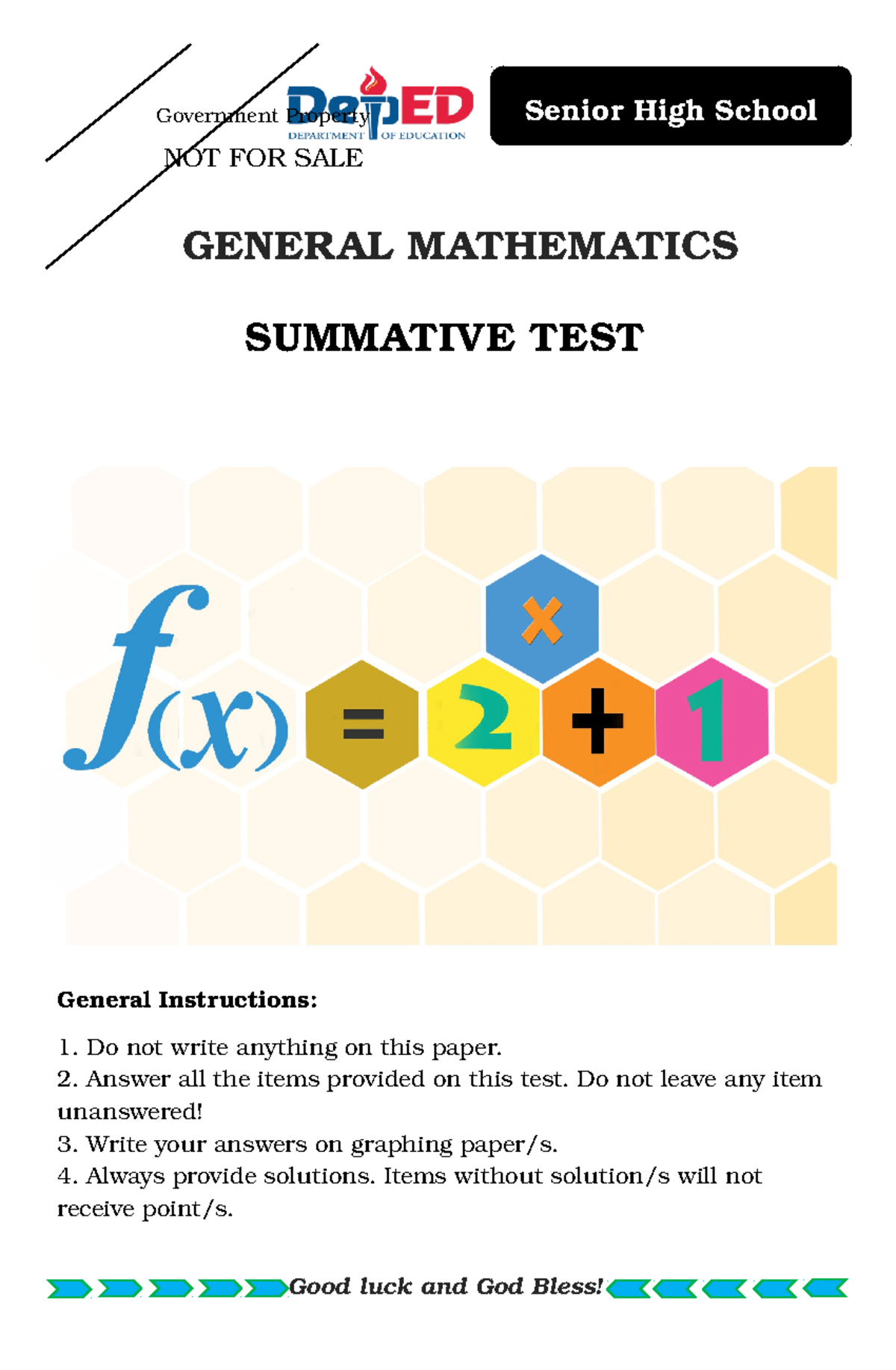 General Mathematics Summative Test Government Property Senior High