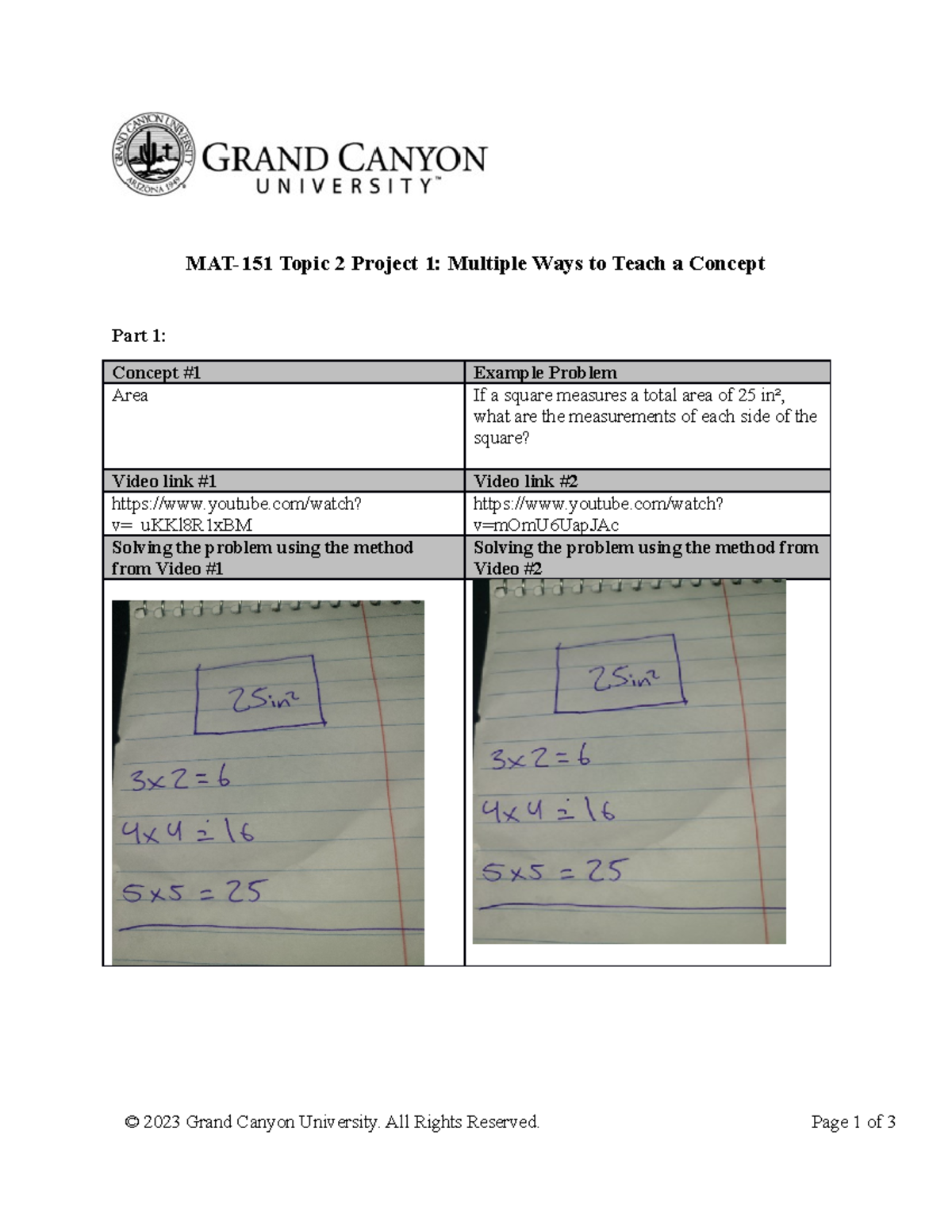 Math 150 Week2Assignemnt - MAT-151 Topic 2 Project 1: Multiple Ways to ...