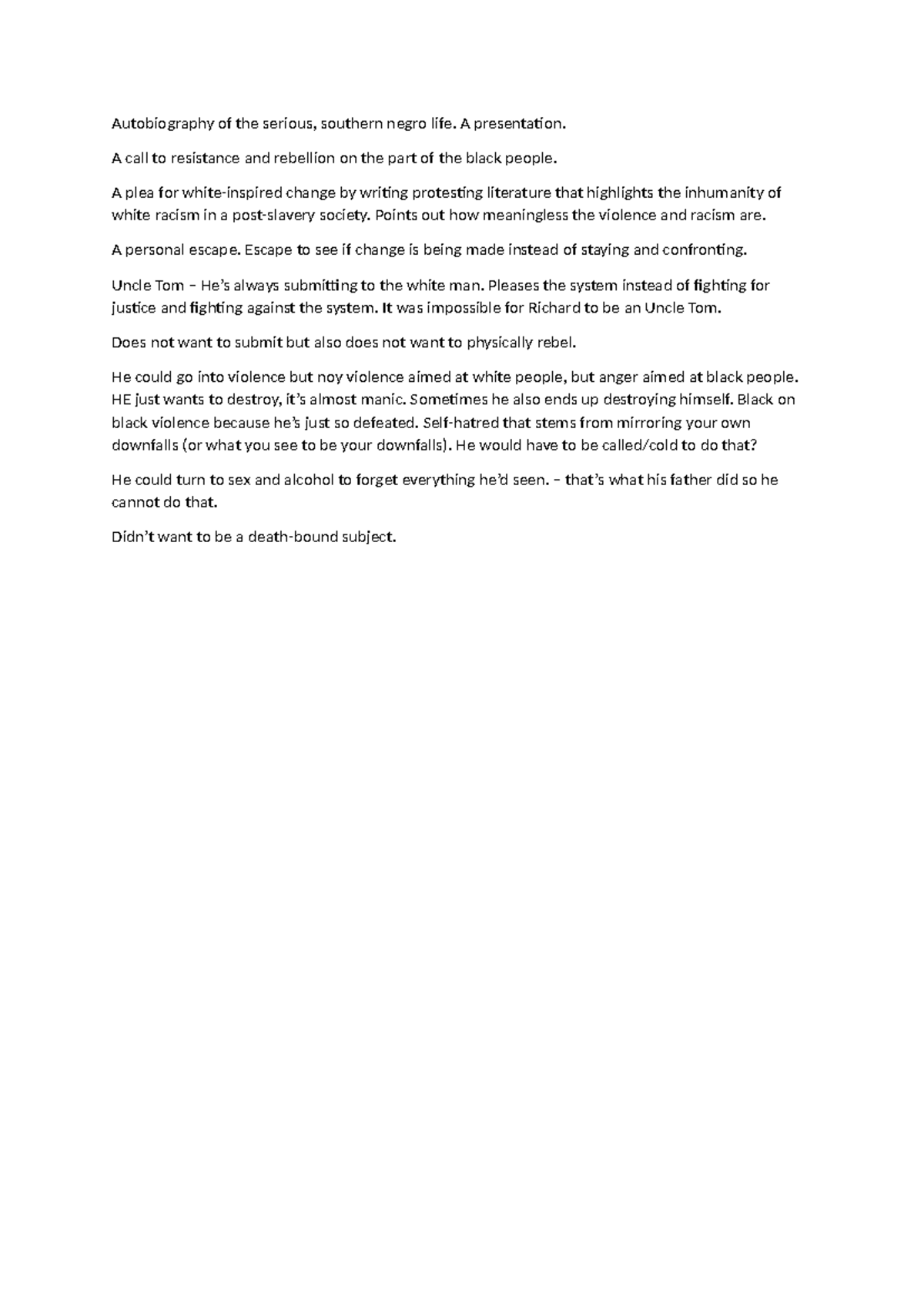 Black Boy lecture 5 - Autobiography of the serious, southern negro life ...