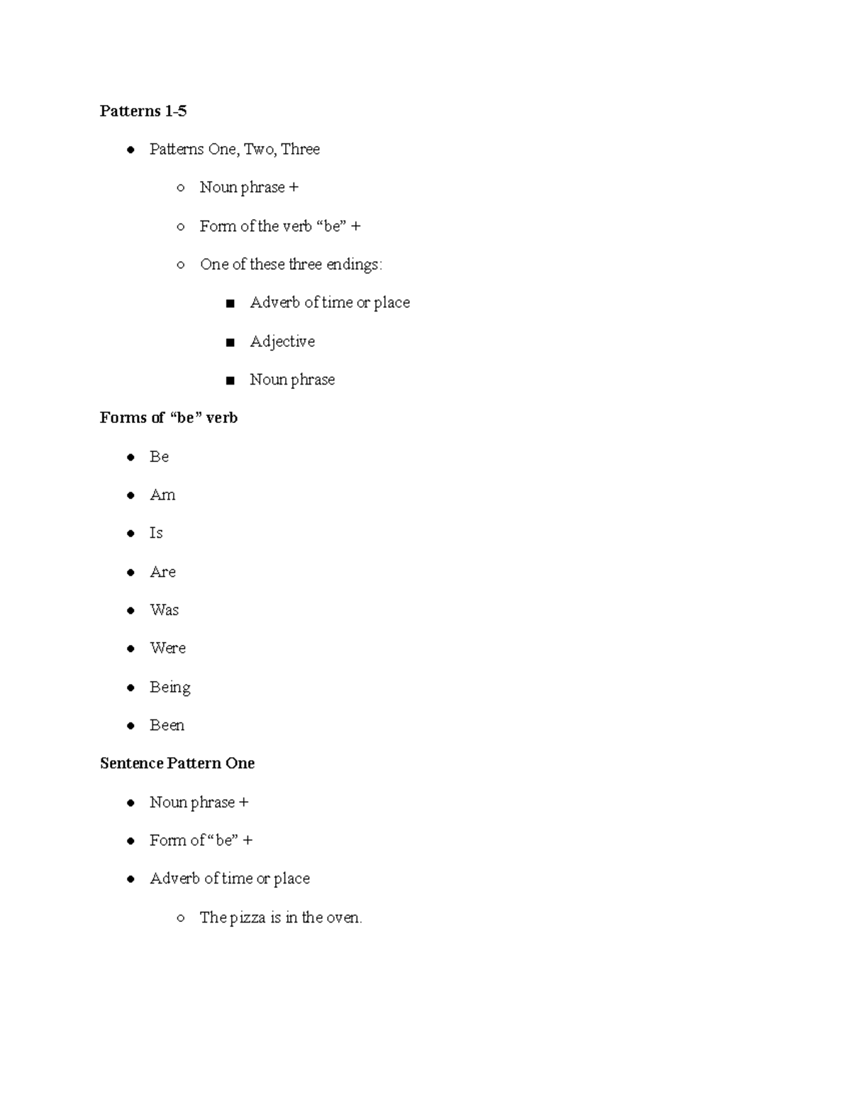 ( Notes) Kolln Chapter 3 Sentence Patterns - Patterns 1- Patterns One ...