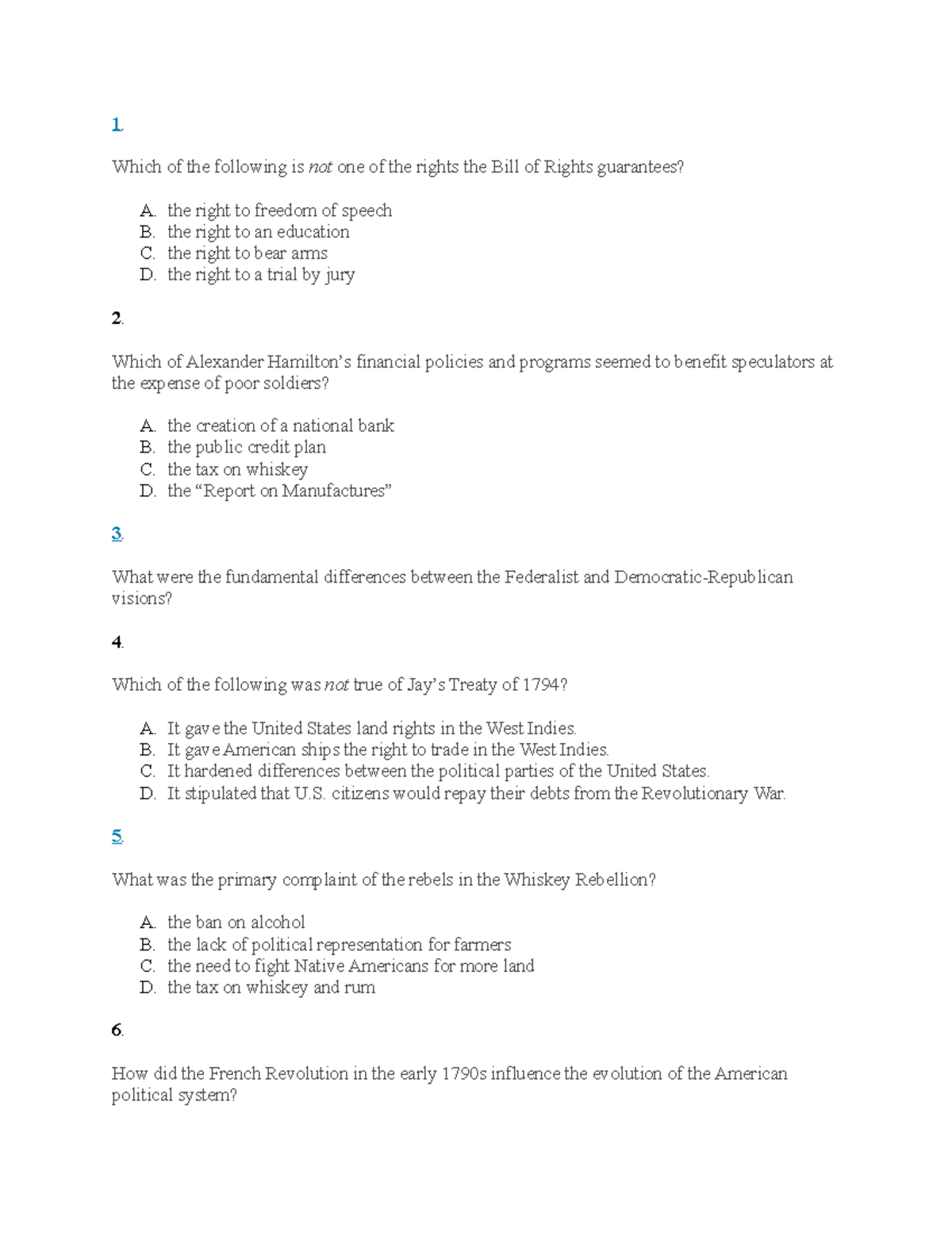 US History Chapter 8 Review Questions - 1. Which of the following is ...