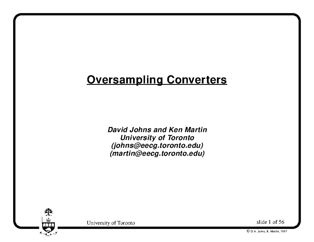 Chap14-Oversampling data converters - University of Toronto slide 1 of ...