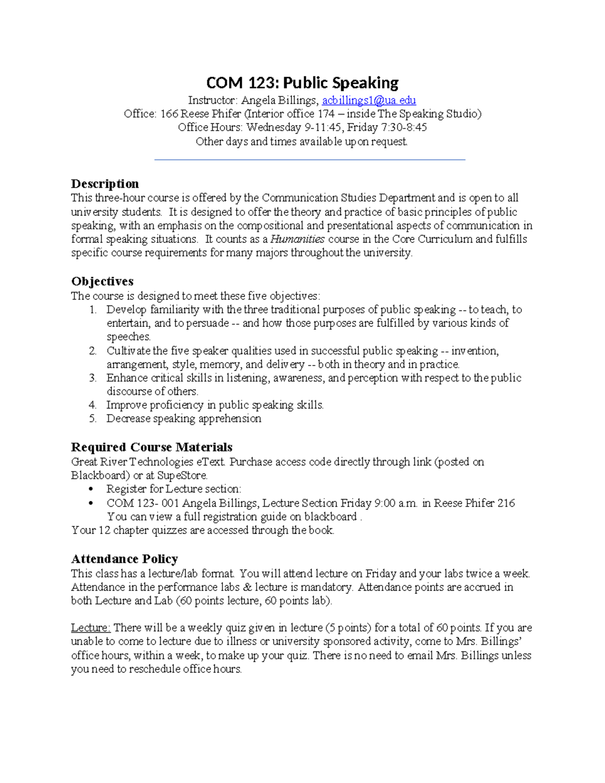 COM 123 001 Public Speaking Spring 24 - COM 123: Public Speaking ...