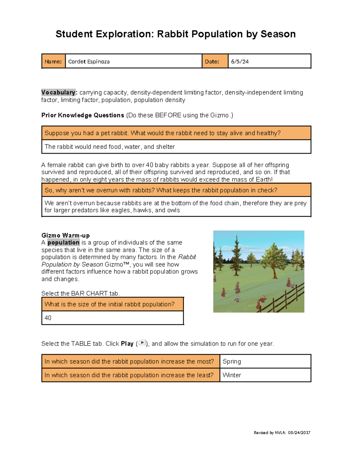 Copy of M1 L1 Rabbit Population by Season - 2016-2017 - Honors ...