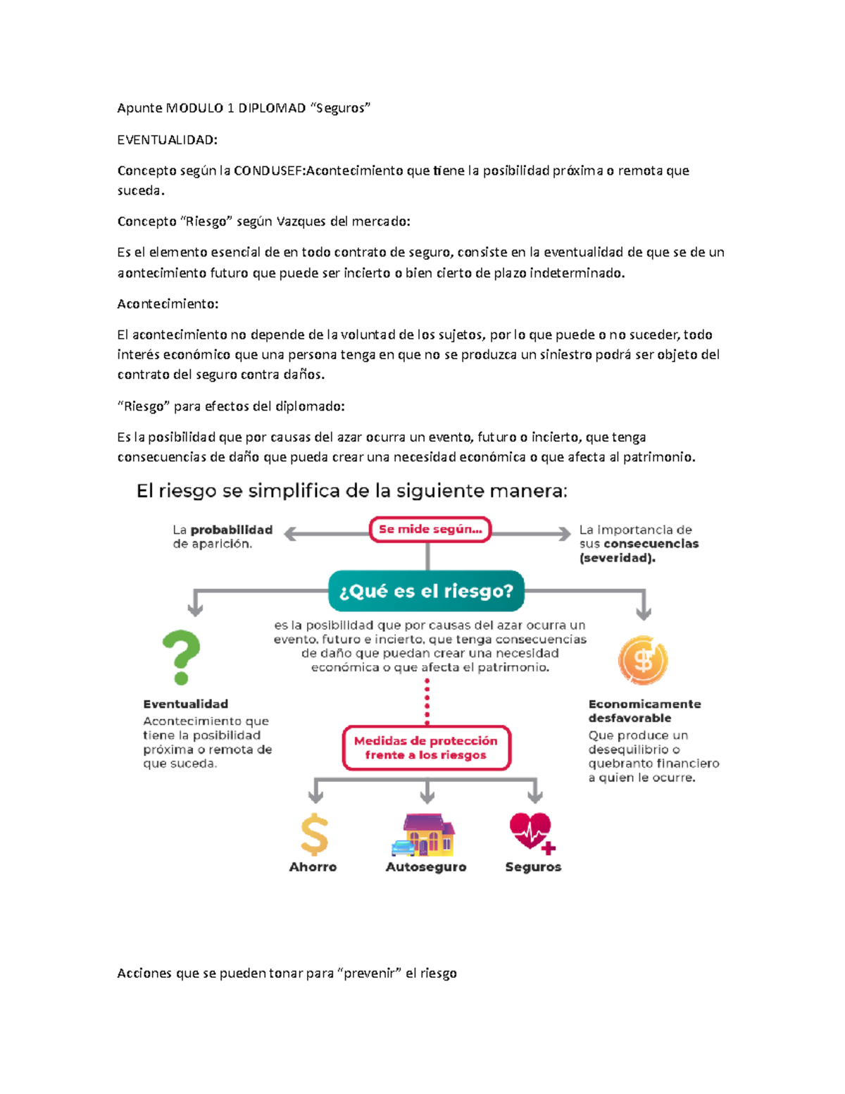 Apunte Modulo 1 Diplomad - Apunte MODULO 1 DIPLOMAD “Seguros” EVENTUALIDAD: Concepto según la ...