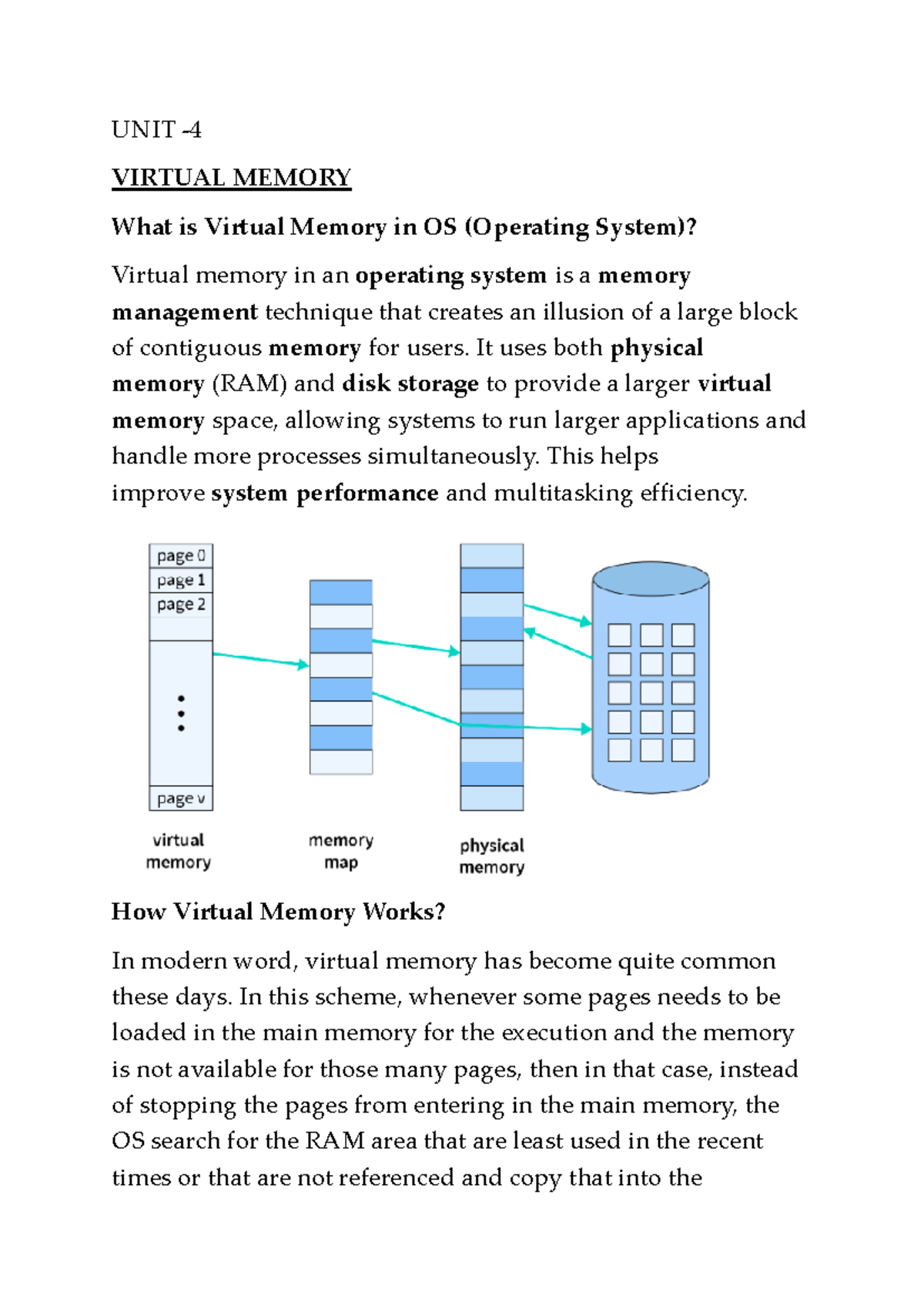 UNIT 4 operating system - UNIT - 4 VIRTUAL MEMORY What is Virtual Memory in OS (Operating System ...