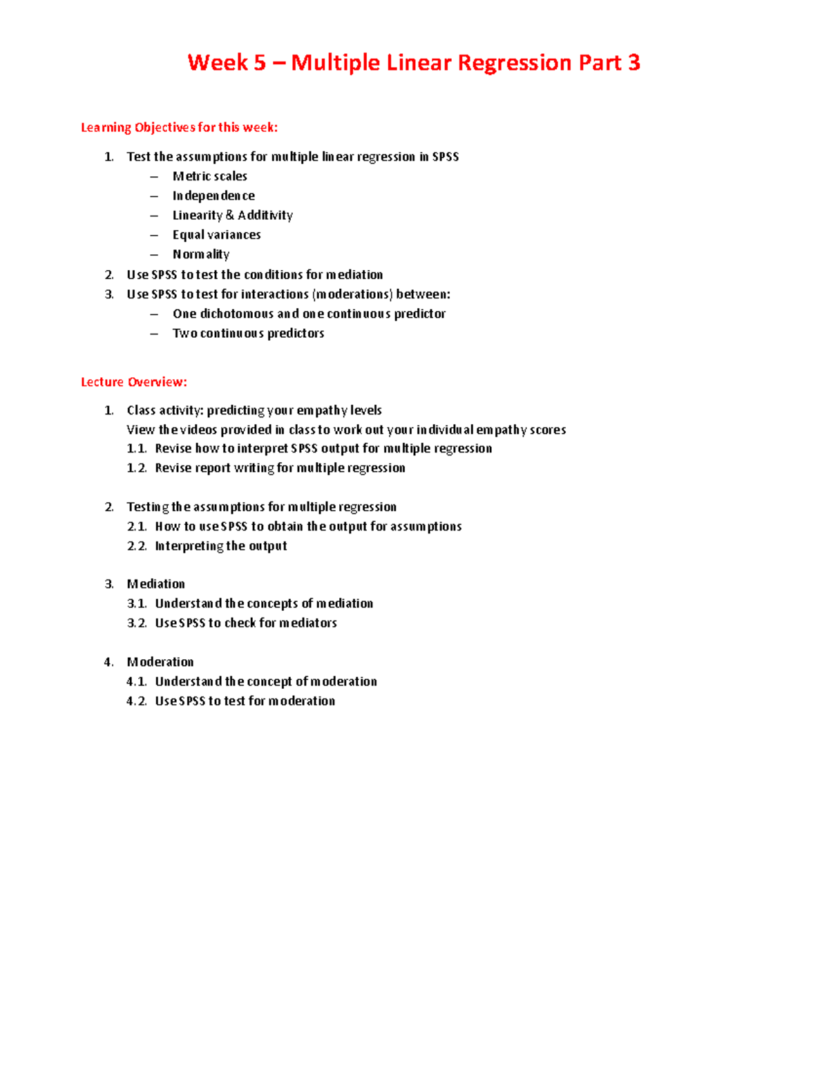 Week 5 - Multiple Regression Pt 3 (handout) 1370898497 - Week 5 – Multiple Linear Regression ...
