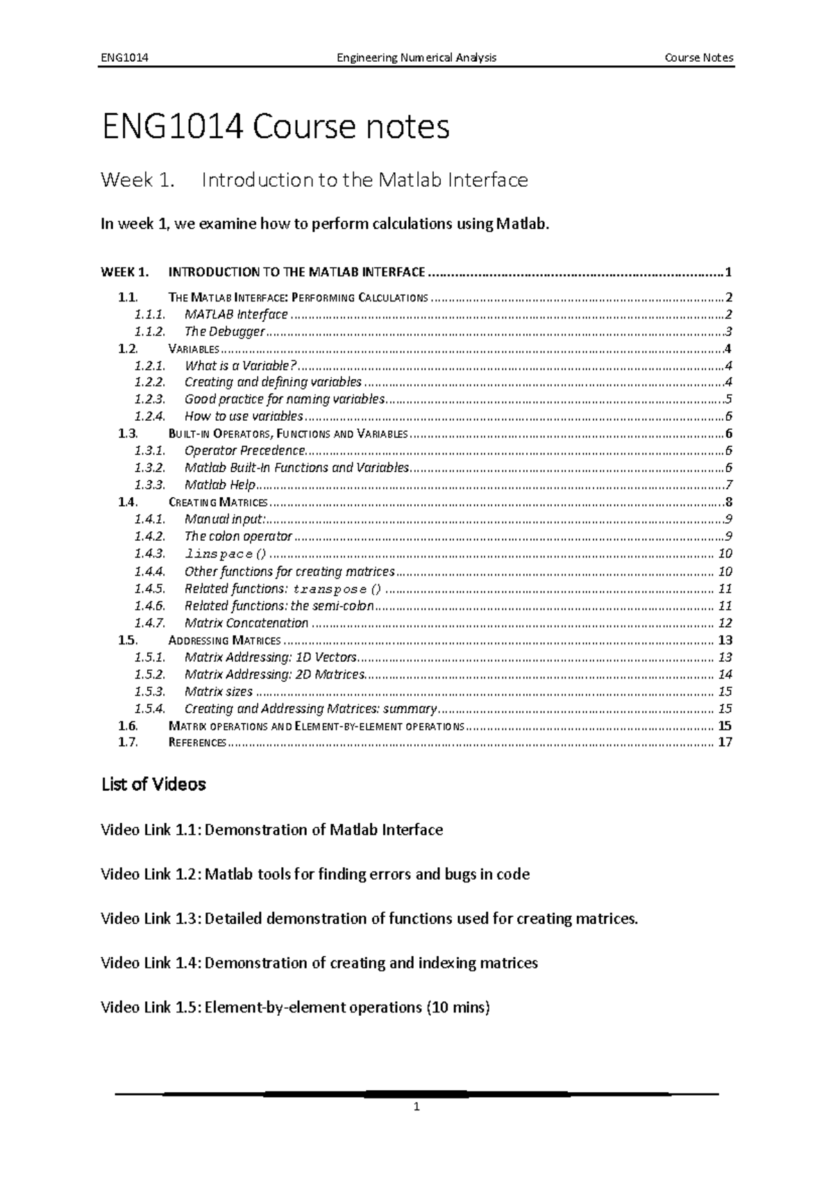 Week 1 Course Notes Nhsdddddddddddddddddddddd Eng1014 Course Notes Week 1 Introduction To