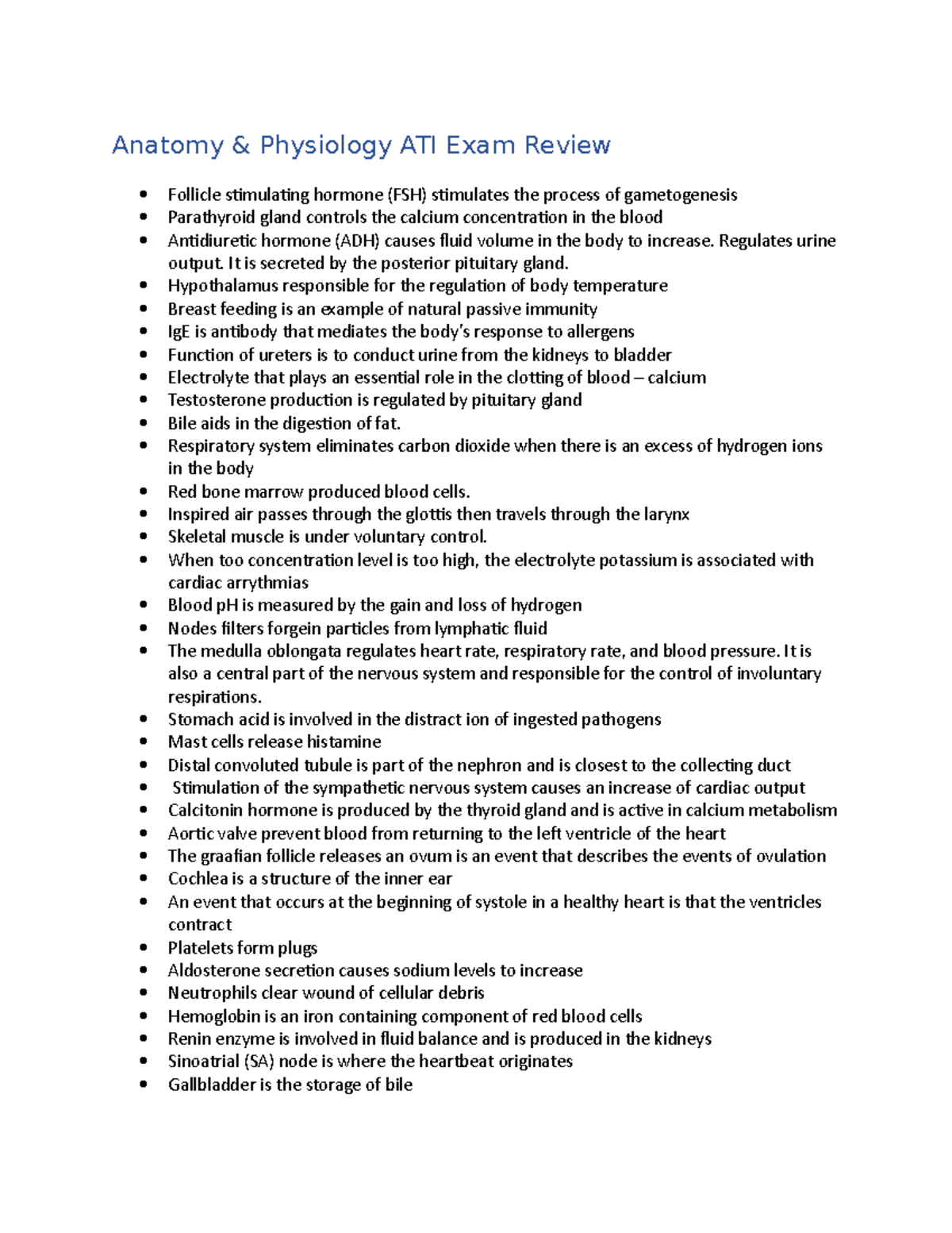 A&P ATI Test Notes - Anatomy - Anatomy & Physiology ATI Exam Review ...