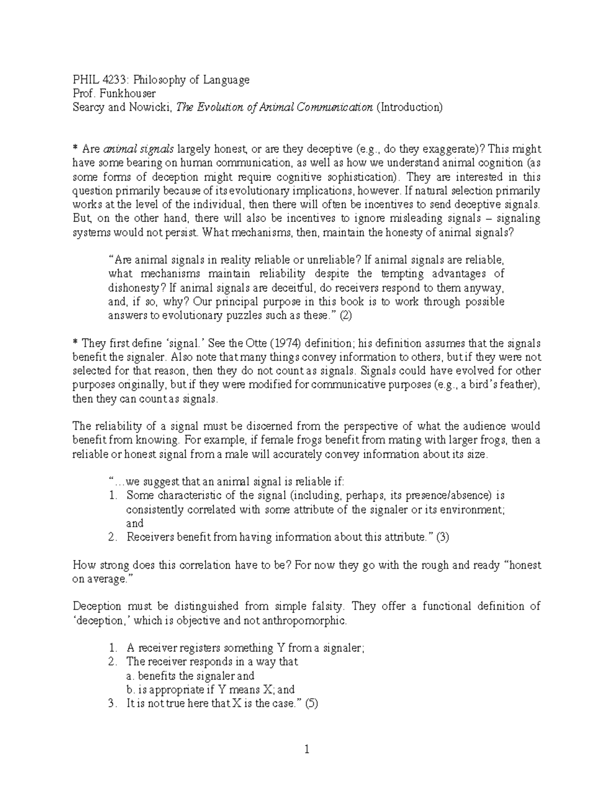 Lecture Notes Searcy Nowicki - PHIL 4233: Philosophy of Language Prof ...